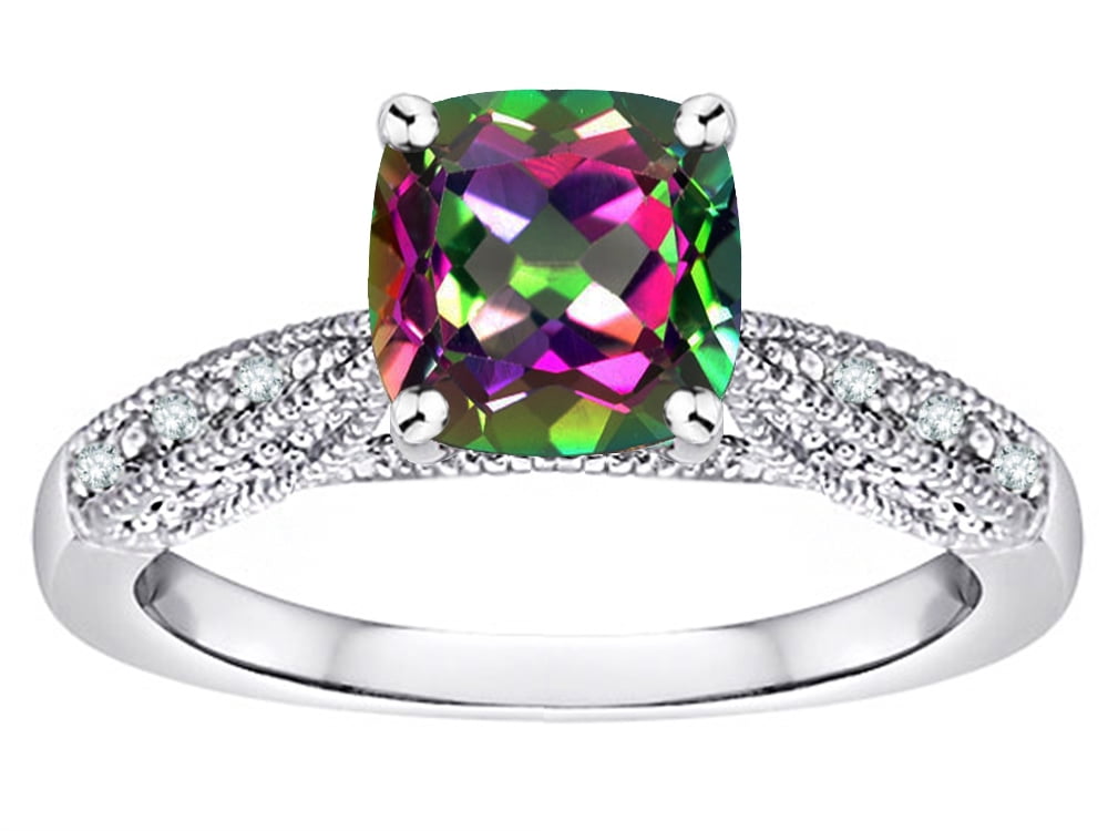 Star K Cushion-Cut 7mm Rainbow Mystic Topaz Antique Vintage Style ...