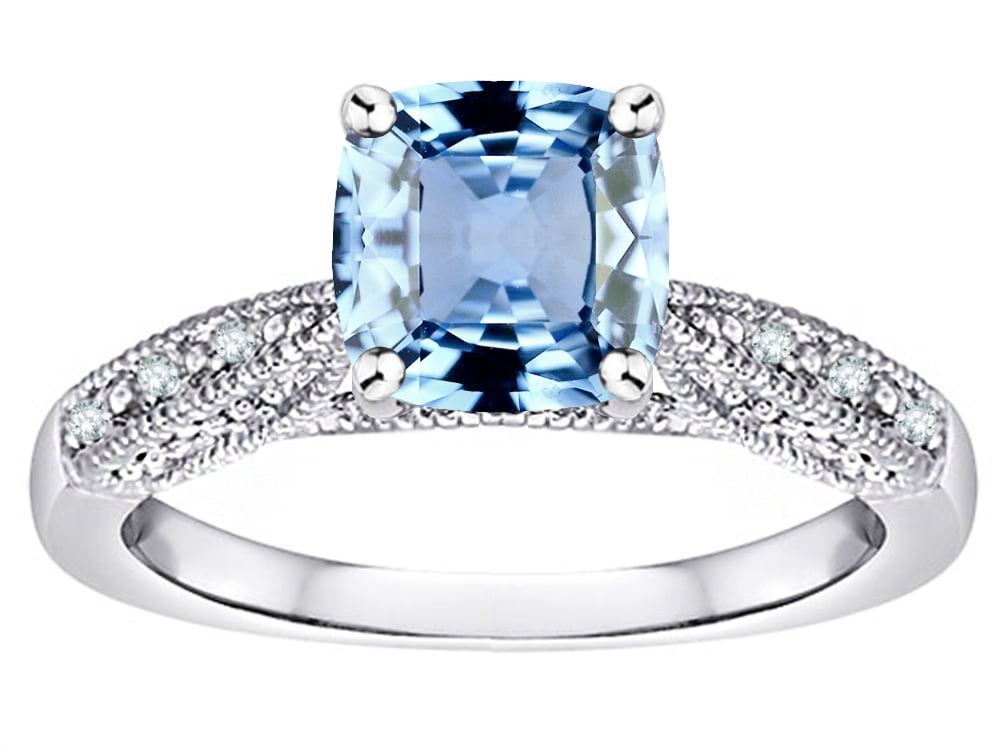 Star K Cushion-Cut 7mm Simulated Aquamarine Antique Vintage Style ...