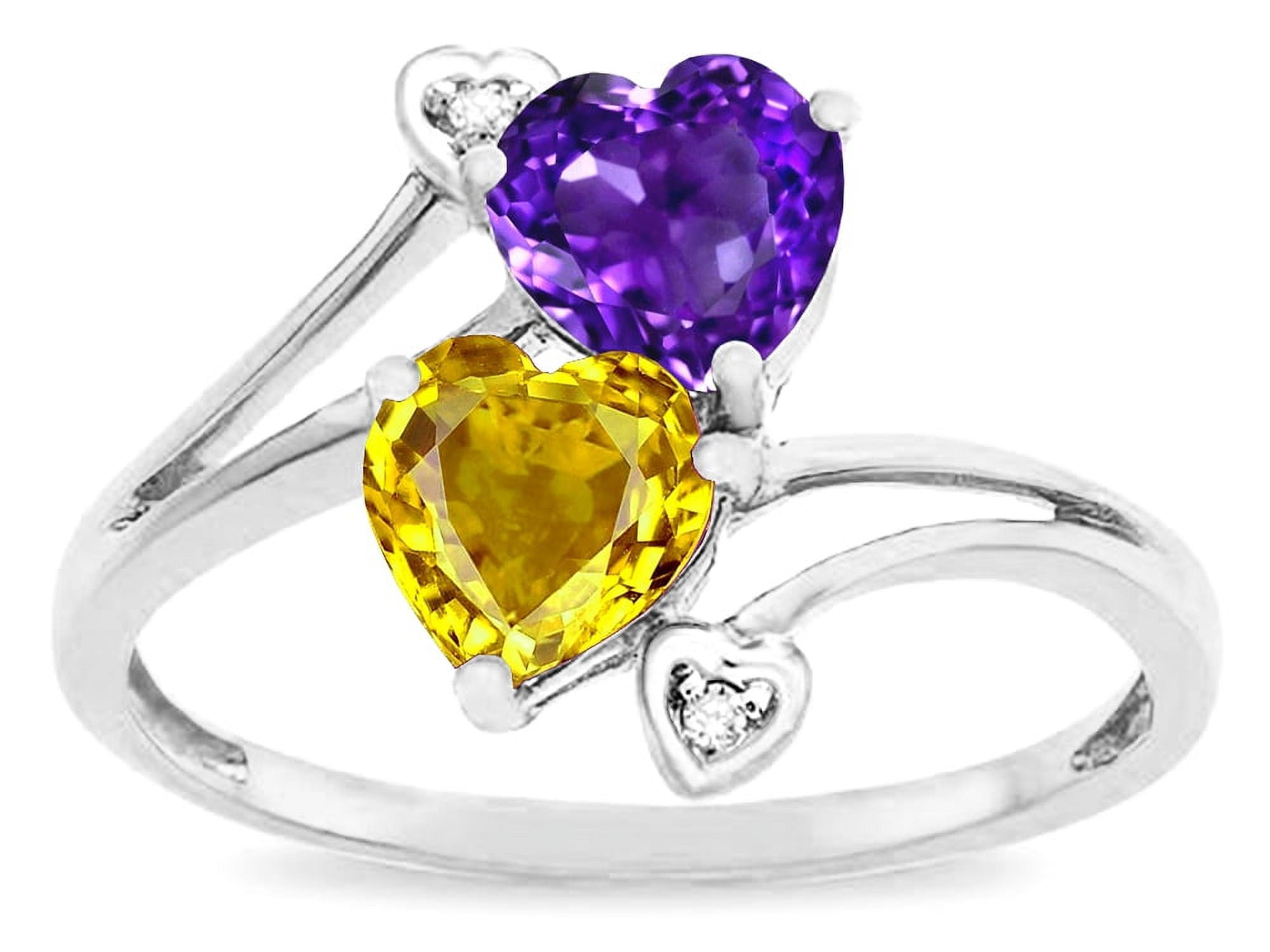 Star K Custom Personalized 2 Two Stone Double Heart Mothers Engagement ...