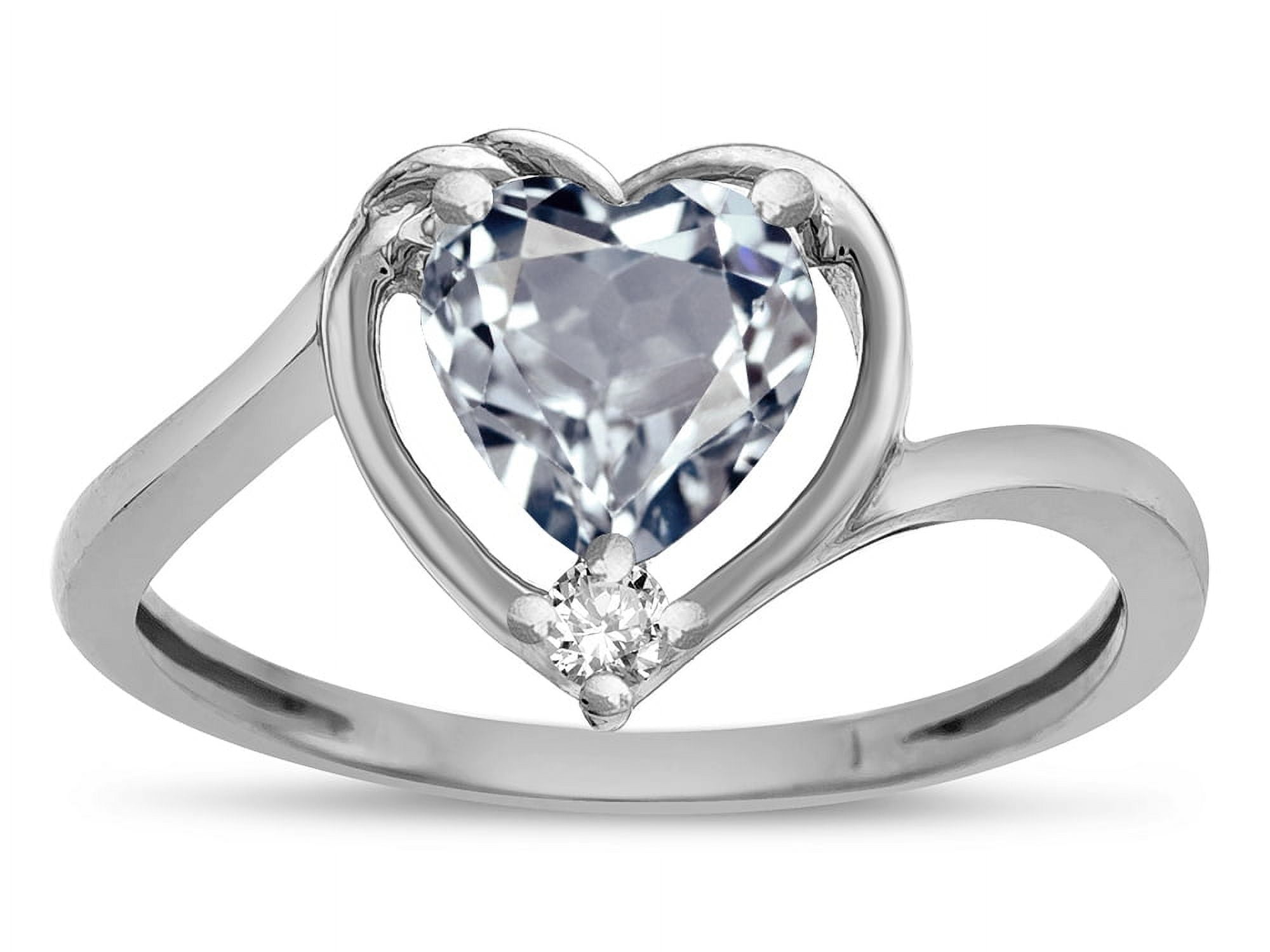 Star K Genuine Aquamarine Heart Bypass Love Knot Promise Ring - Walmart.com