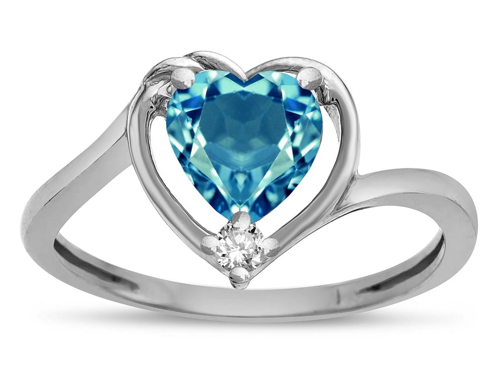 Star K Heart Genuine Blue Topaz Bypass Love Knot Promise Ring - Walmart.com