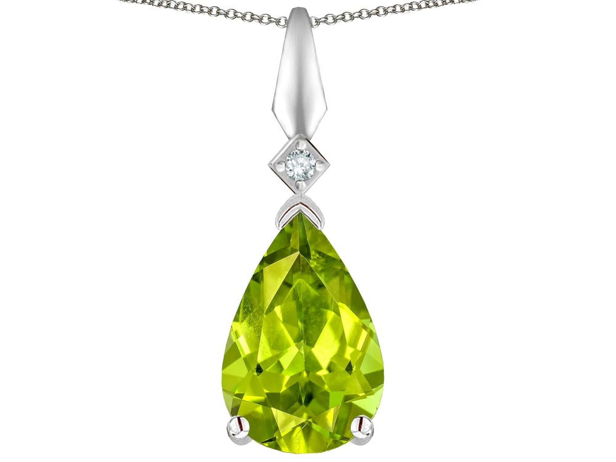 Star K Genuine Peridot Drop Pear Shaped Pendant Necklace - Walmart.com