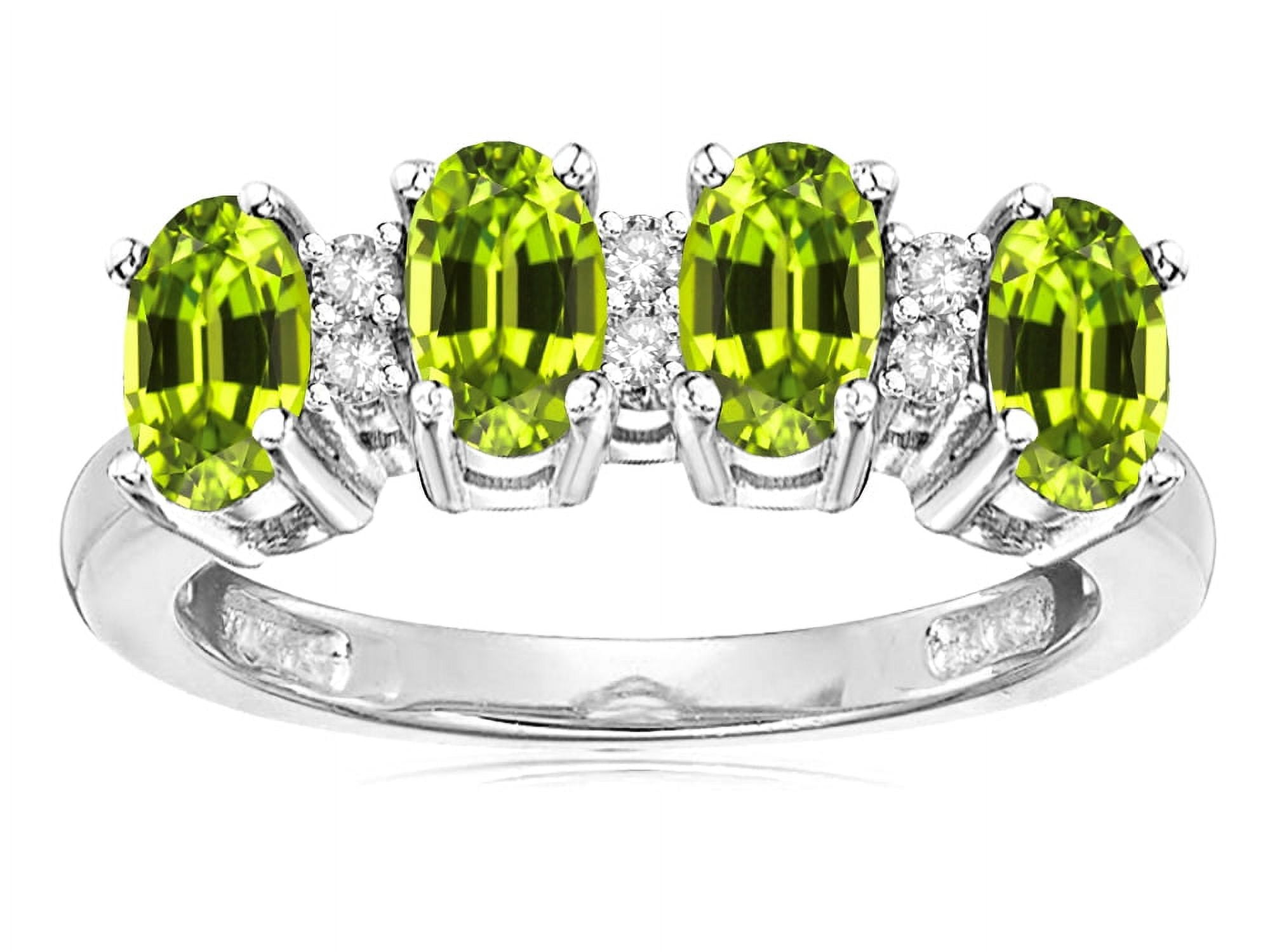 Star K Oval 5x3 Genuine Peridot 4 Four Stone Band Ring - Walmart.com