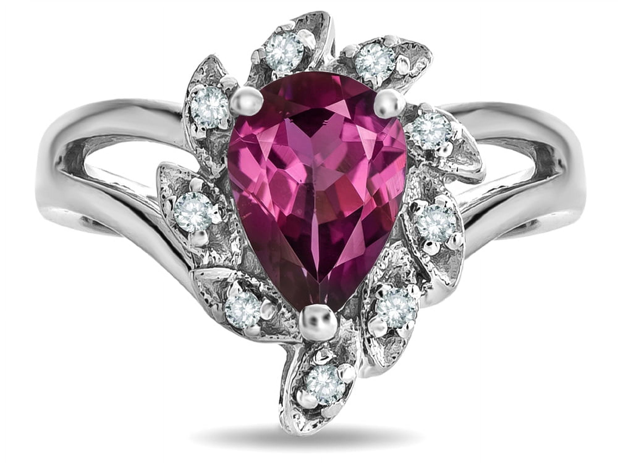 Star K Genuine Rhodolite Pear Shape 8x6 Halo Split Shank Ring - Walmart.com