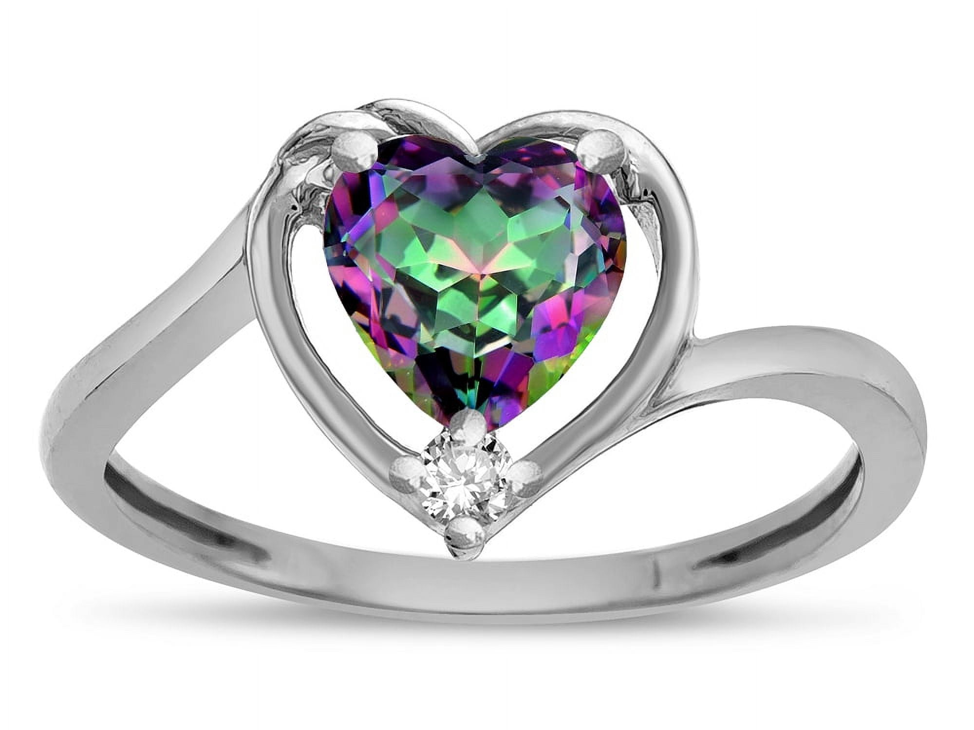 Star K Heart Mystic Rainbow Topaz Bypass Love Knot Promise Ring ...