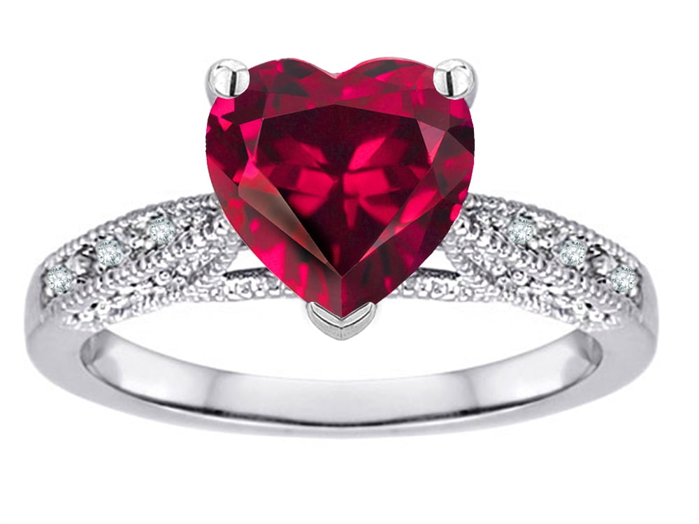 Star K Heart Shape 8mm Created Ruby Antique Vintage Style Solitaire ...
