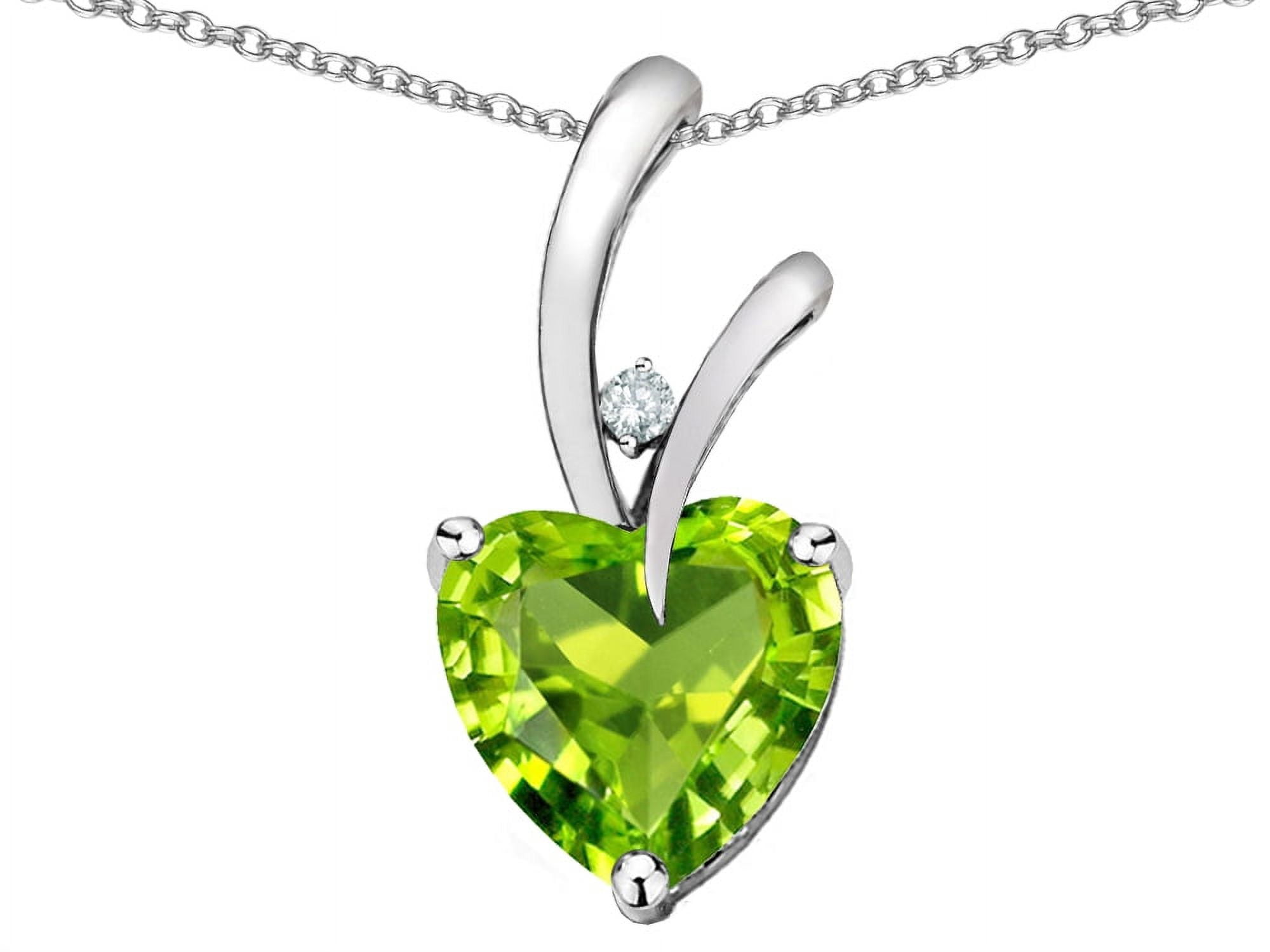 Star K Heart Shape 8mm Genuine Peridot Endless Love Pendant Necklace ...