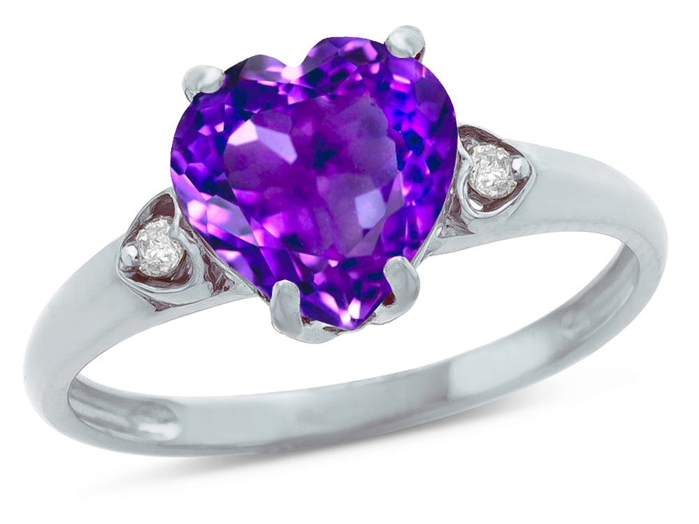 Star K Heart Shaped 8mm Genuine Amethyst Engagement Promise Wedding ...