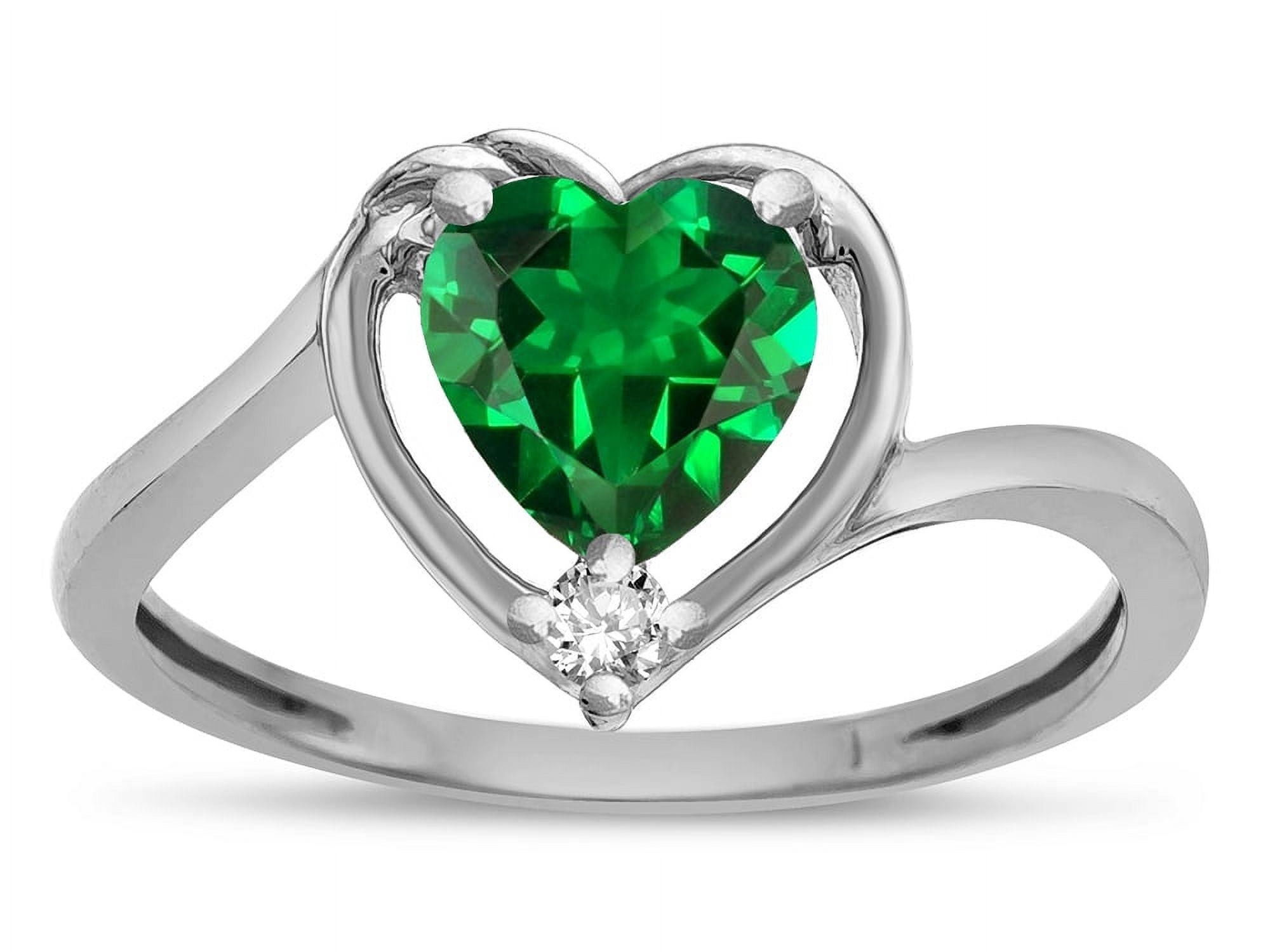 Star K Heart Simulated Emerald Bypass Love Knot Promise Ring - Walmart.com