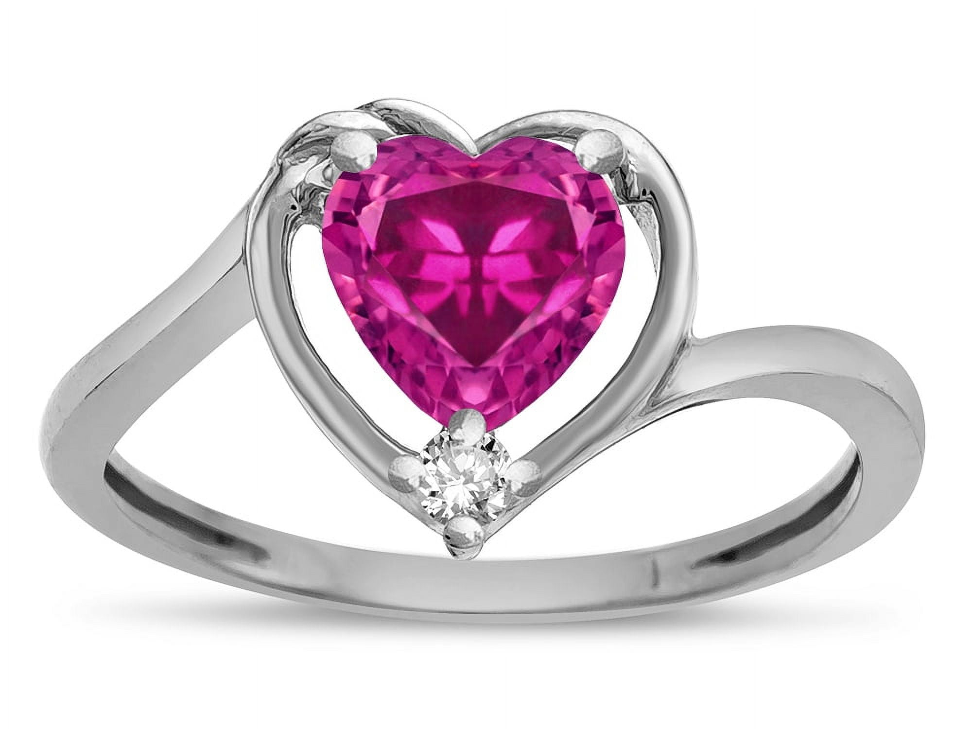 Star K Heart Simulated Pink Tourmaline Bypass Love Knot Promise Ring ...