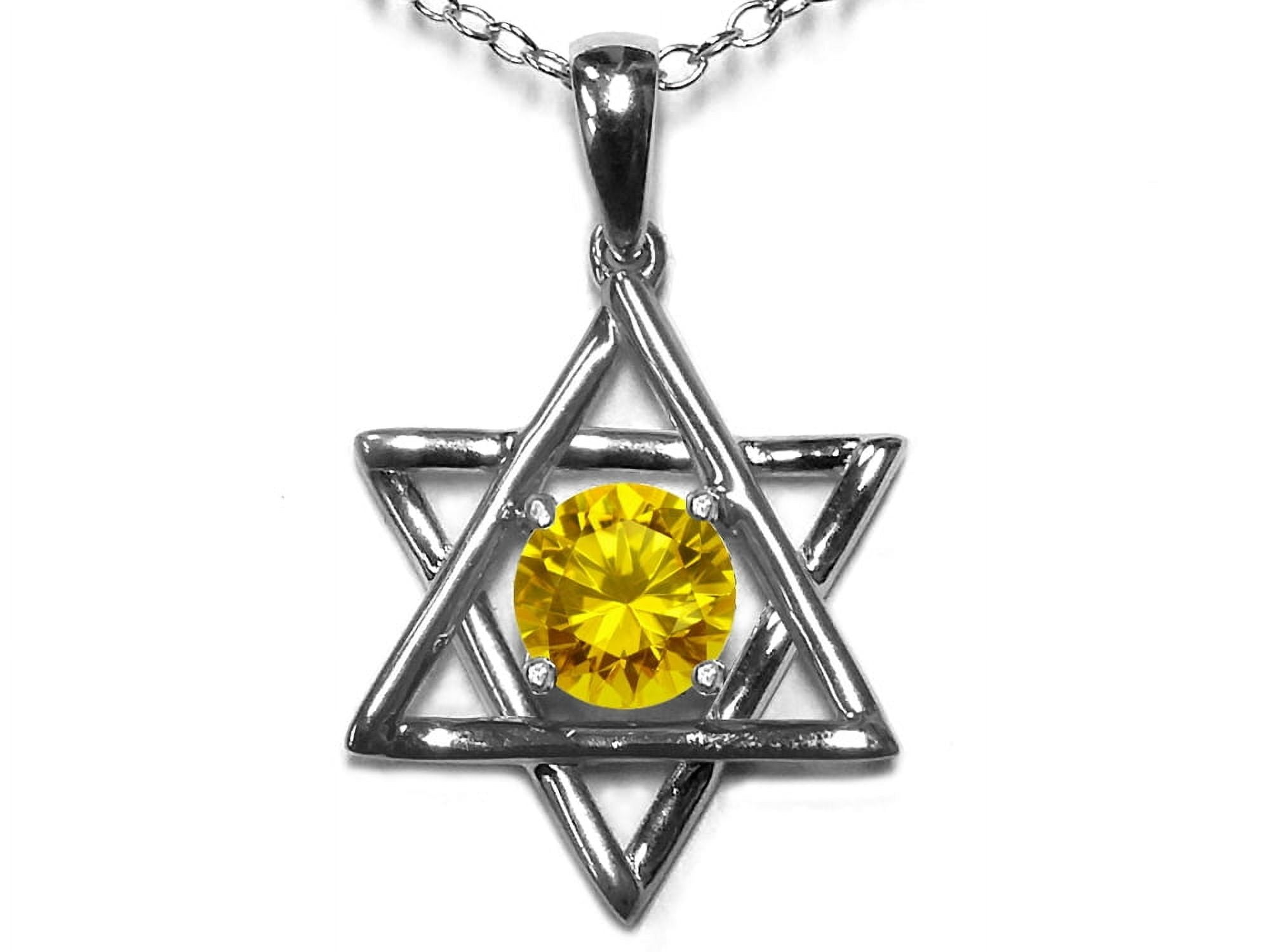 Star K Jewish Star of David Pendant Necklace with Round Genuine Citrine ...