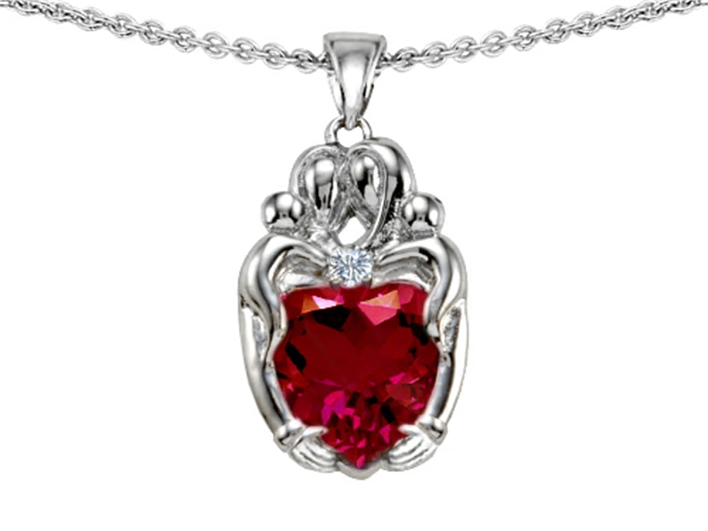 Star K Loving Mother And Twins Family Pendant Necklace With 8mm Heart ...