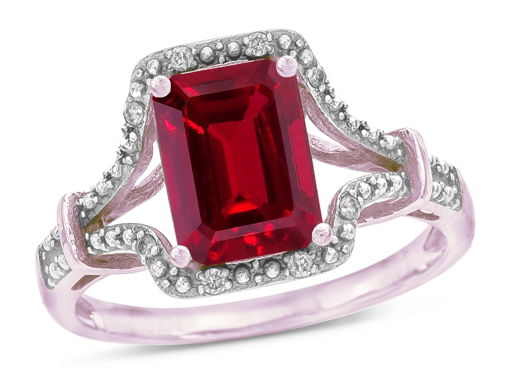 Star K Octagon Emerald Cut 8x6 Created Ruby Vintage Look Split Shank ...