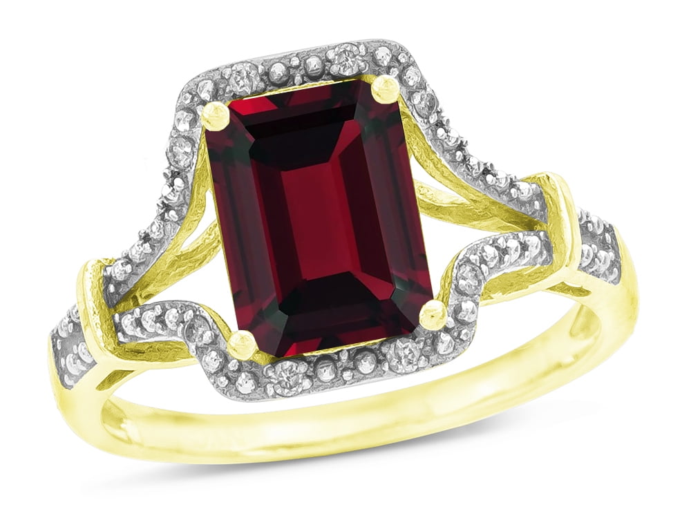 Star K Octagon Emerald Cut 8x6 Genuine Garnet Vintage Look Split Shank ...