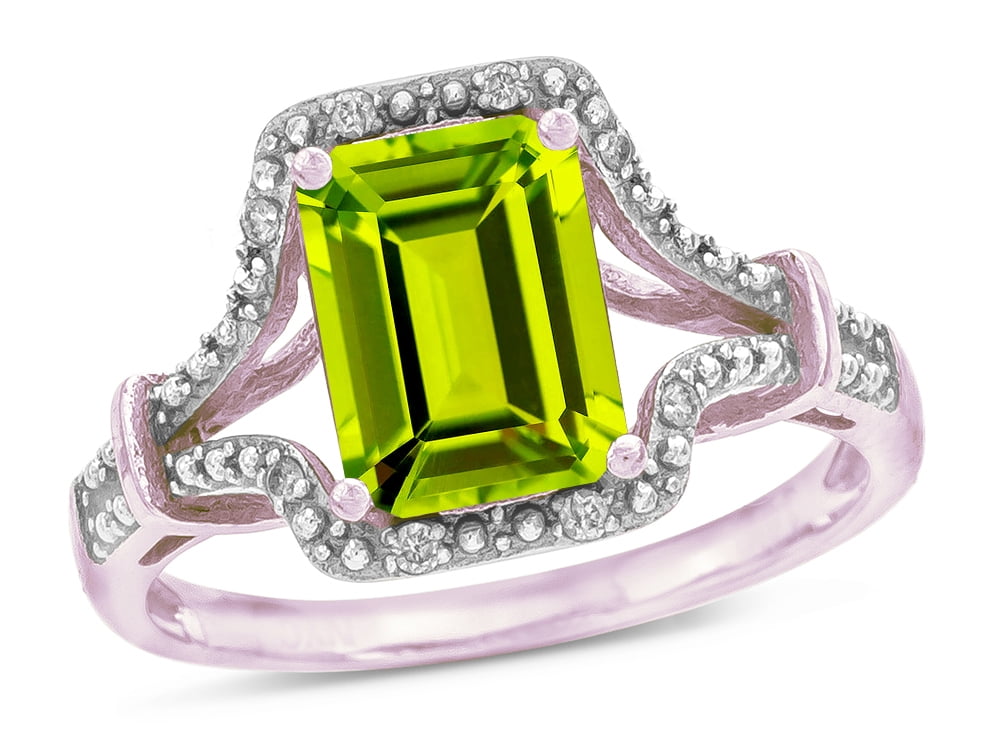 Star K Octagon Emerald Cut 8x6 Genuine Peridot Vintage Look Split Shank ...