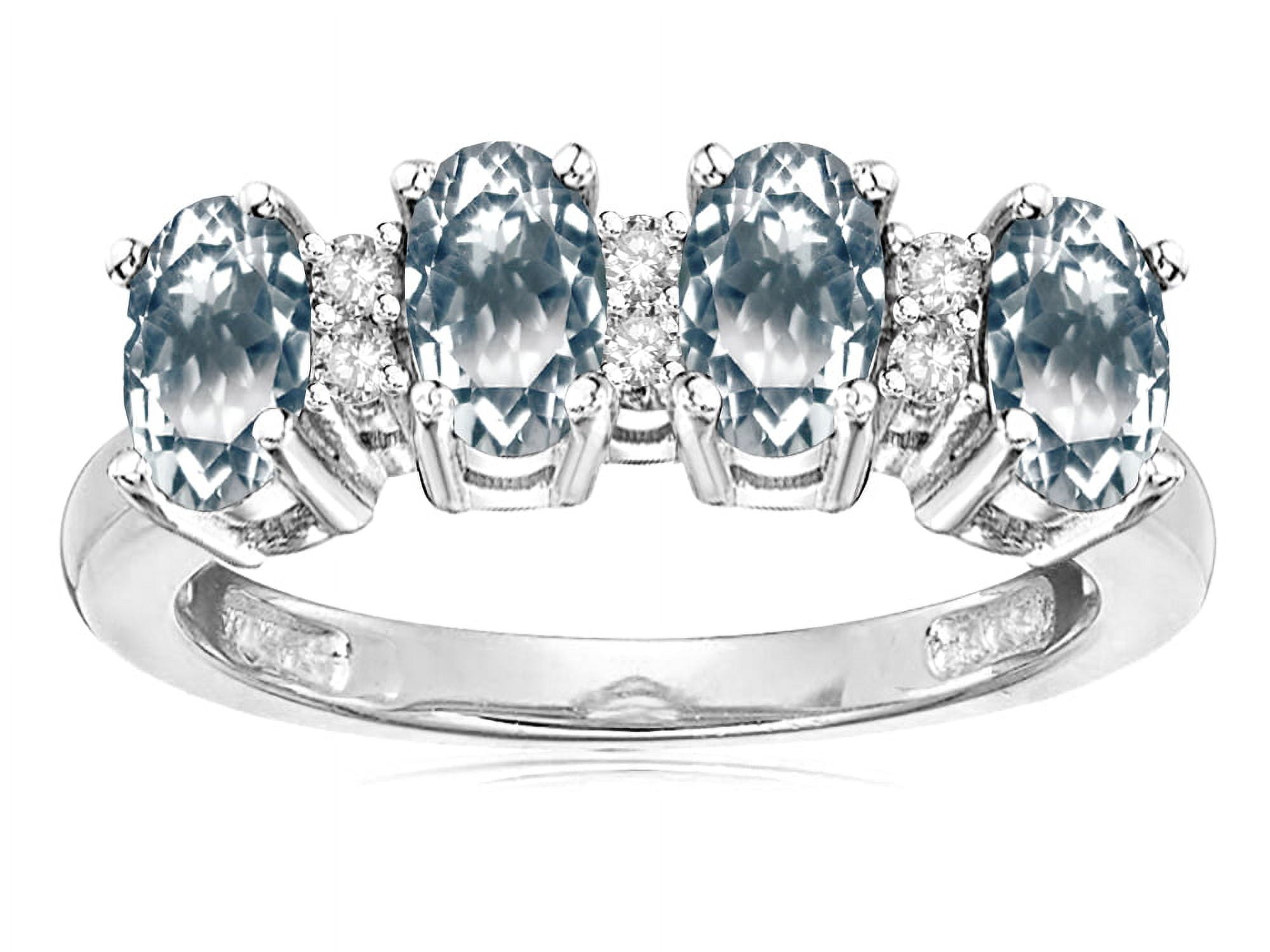 Star K Oval 5x3 Genuine Aquamarine 4 Four Stone Band Ring - Walmart.com