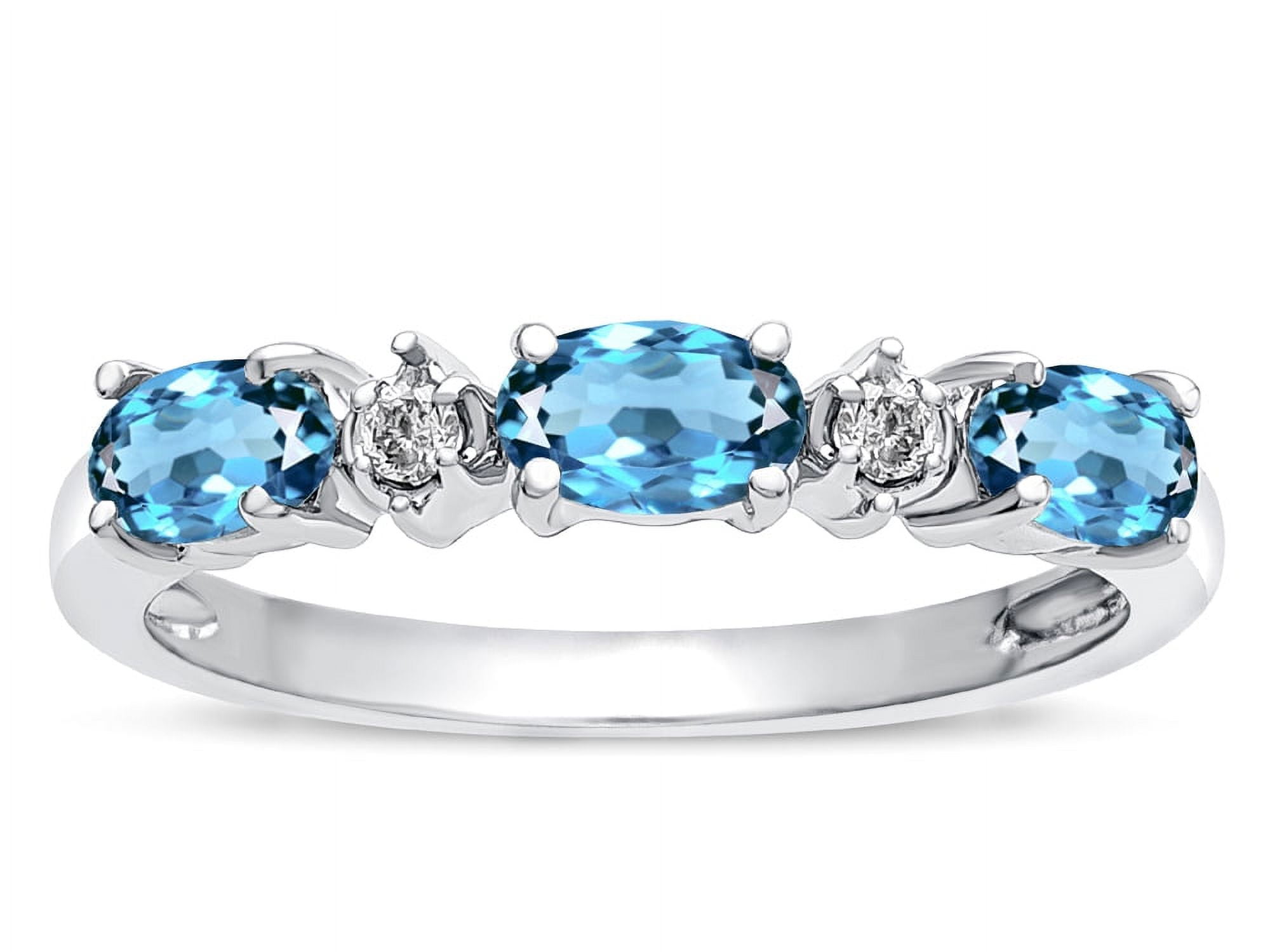 Star K Oval 5x3 Genuine Blue Topaz three stone oval band - Walmart.com
