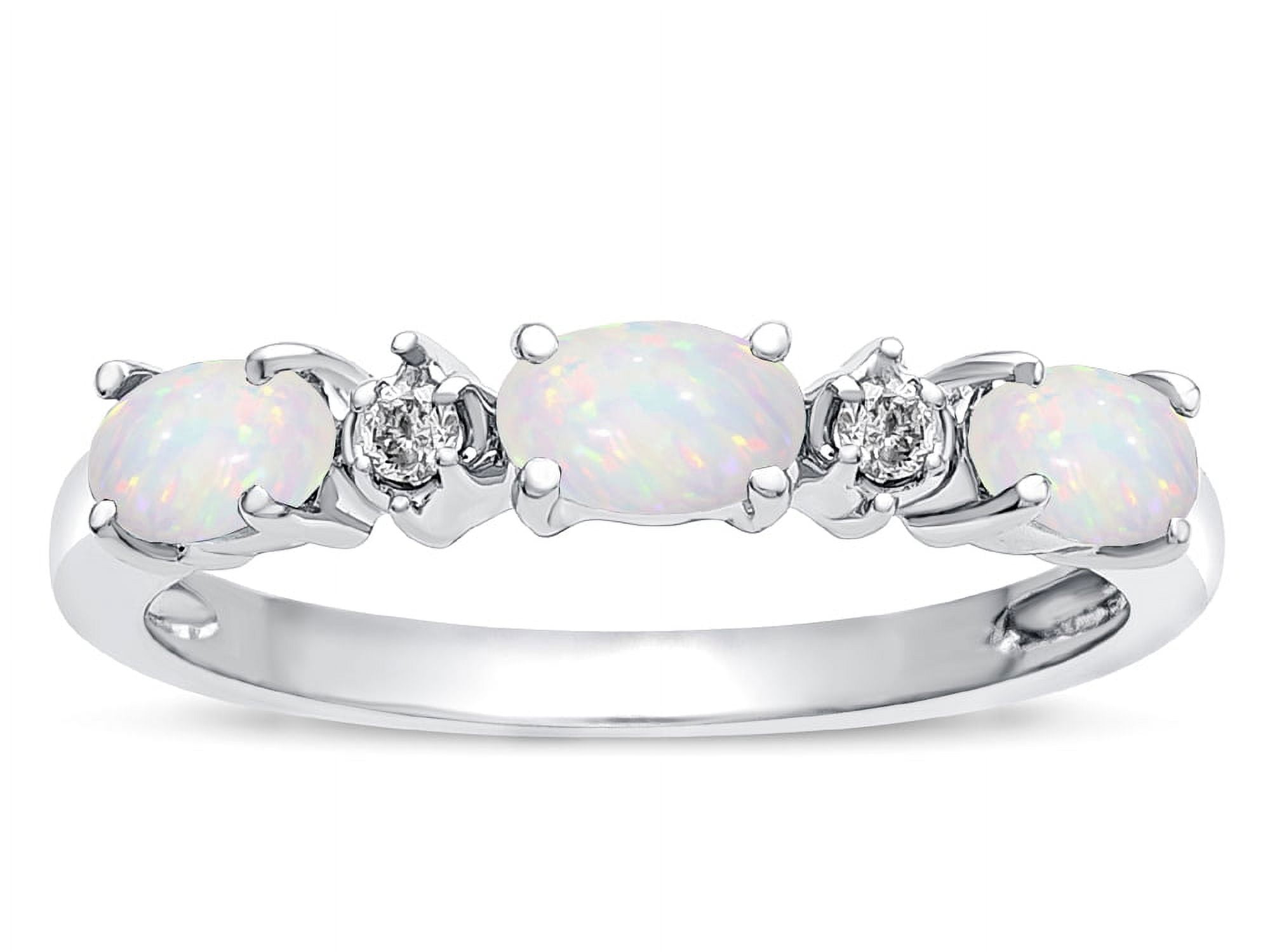 Star K Oval 5x3 Genuine Opal three stone oval band - Walmart.com