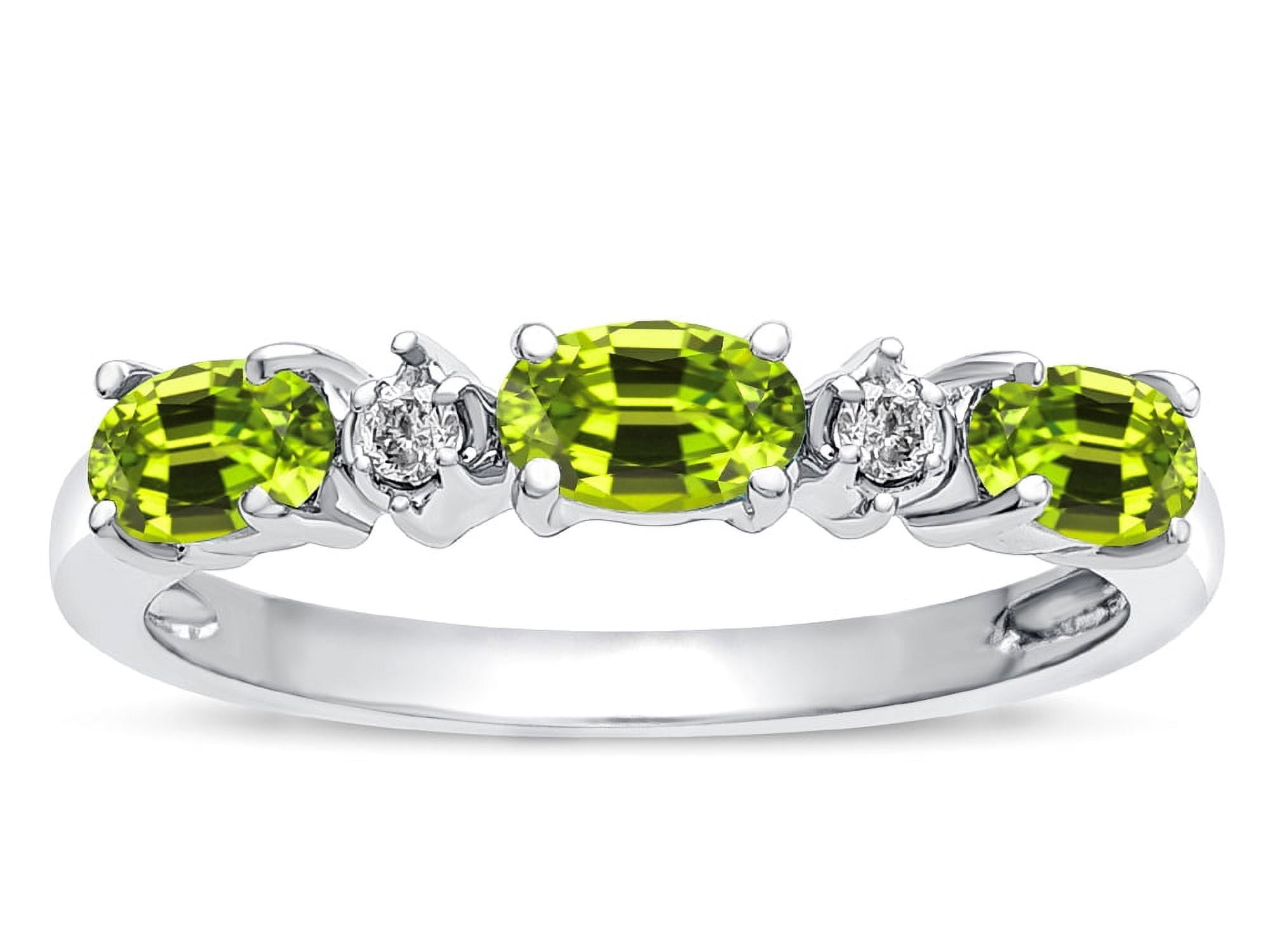 Star K Oval 5x3 Genuine Peridot three stone oval band - Walmart.com