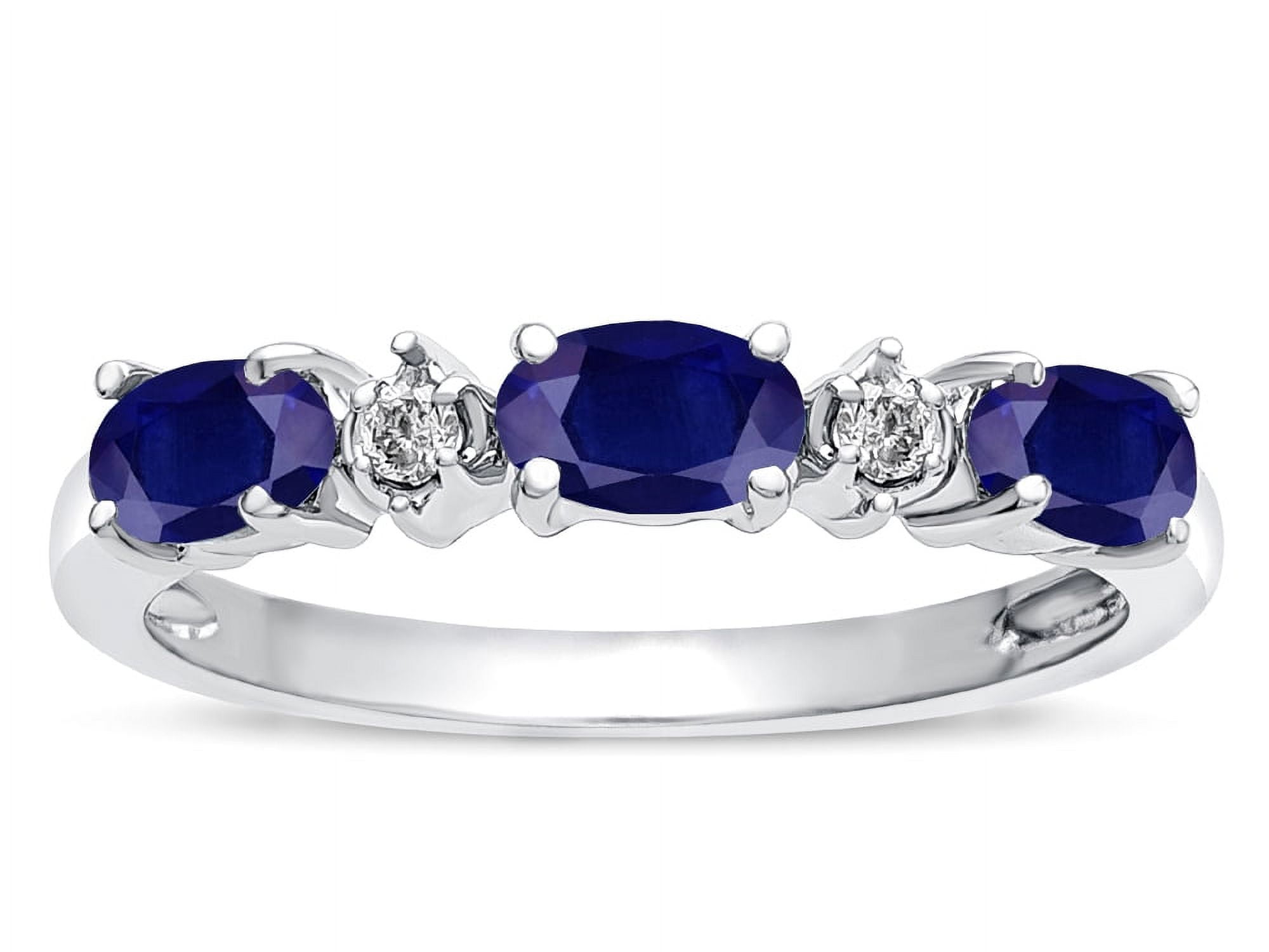 Star K Oval 5x3 Genuine Sapphire three stone oval band - Walmart.com