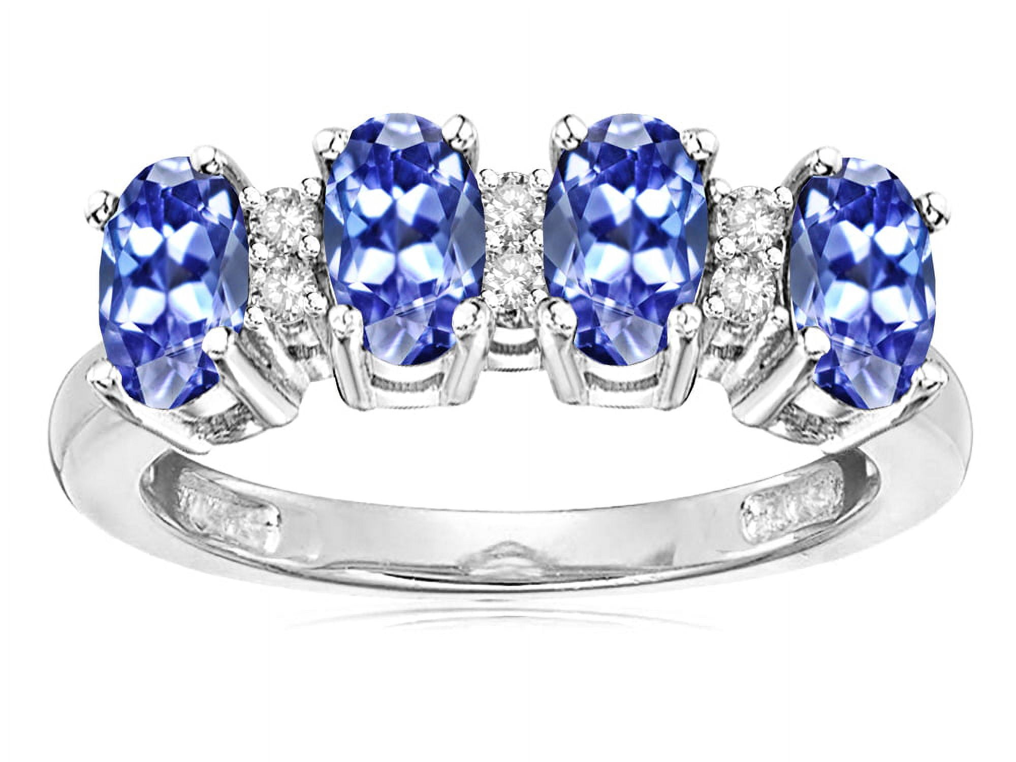 Star K Oval 5x3 Genuine Tanzanite 4 Four Stone Band Ring - Walmart.com