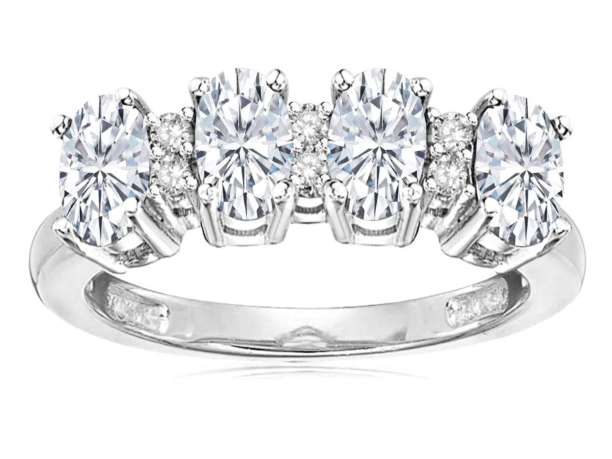 Star K Oval 5x3 Genuine White Topaz 4 Four Stone Band Ring - Walmart.com