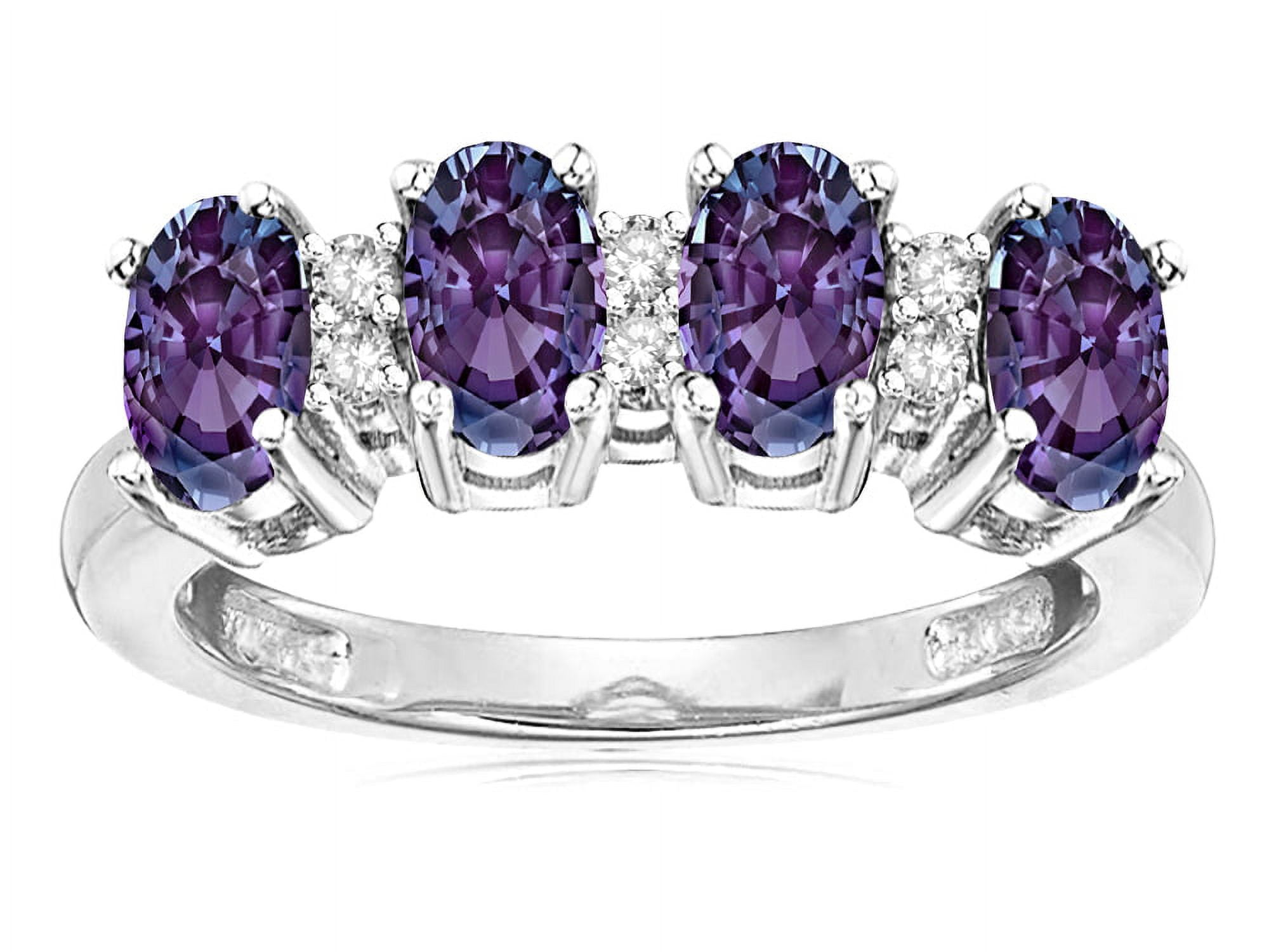 Star K Oval 5x3 Simulated Alexandrite 4 Four Stone Band Ring - Walmart.com