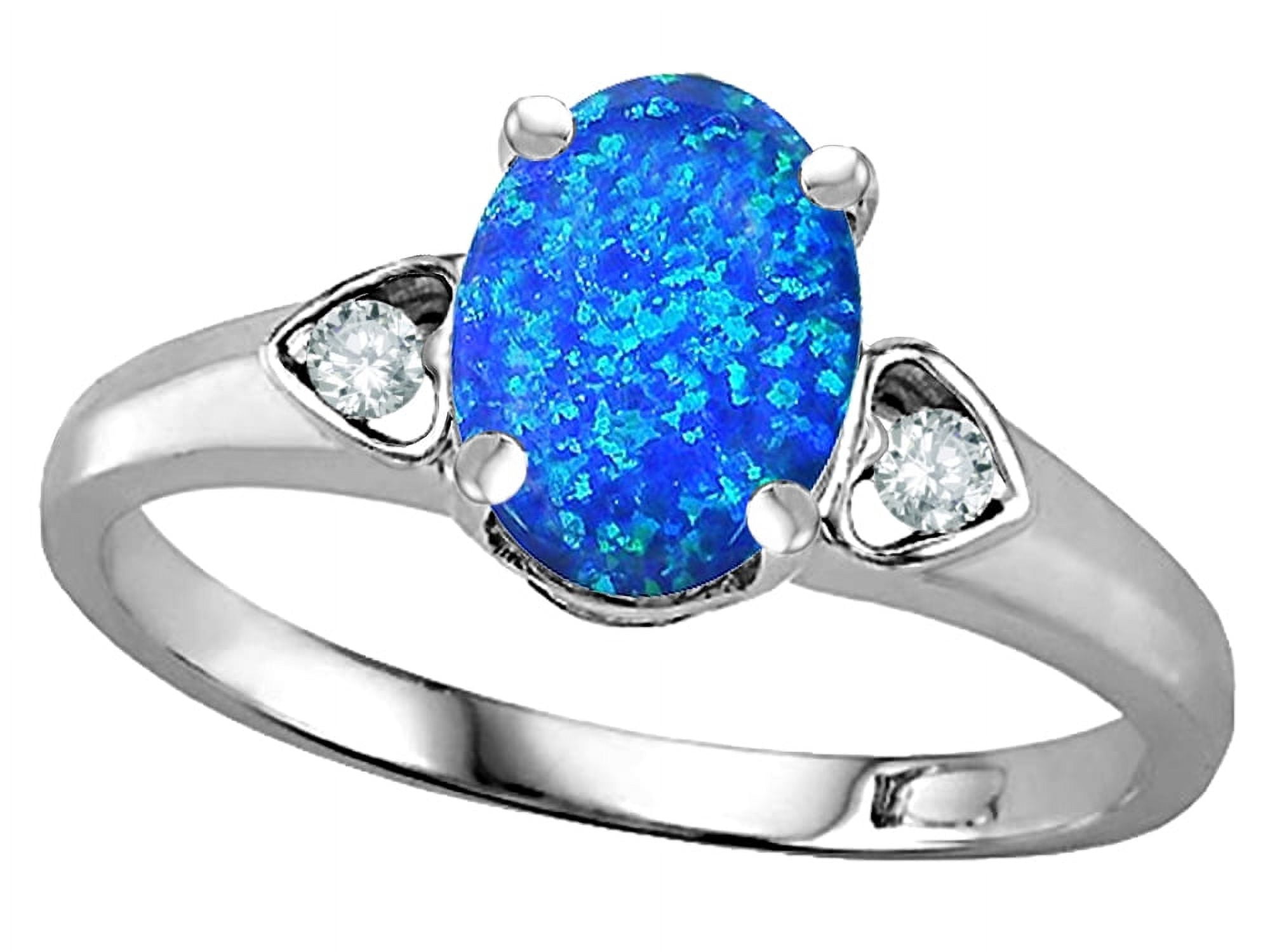 Star K Oval 8x6 Created Blue Opal Love Promise Ring - Walmart.com