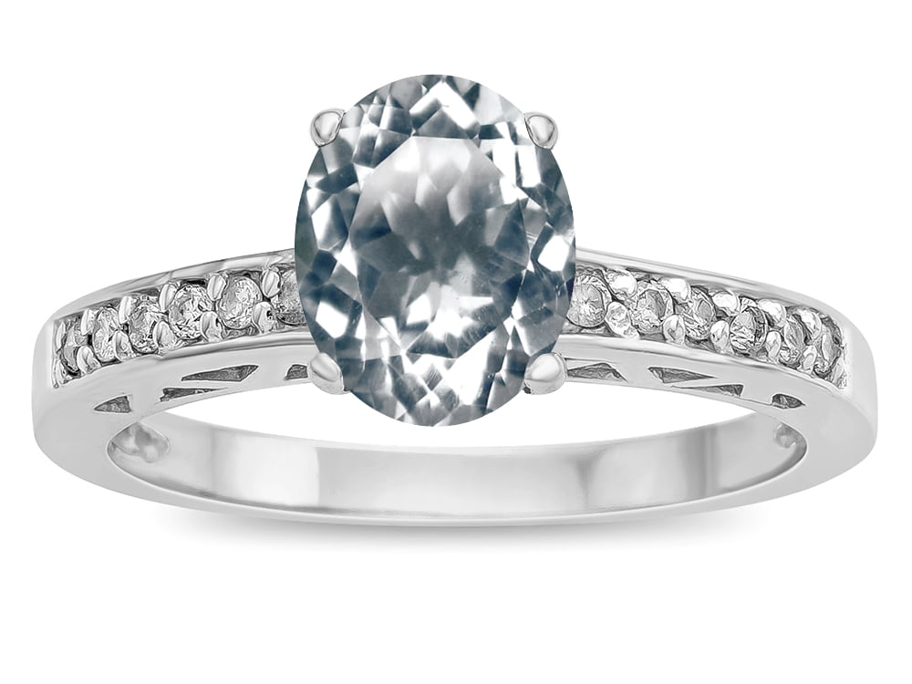 Star K Oval 8x6 Genuine Aquamarine Channel Set Engagement Promise Ring ...