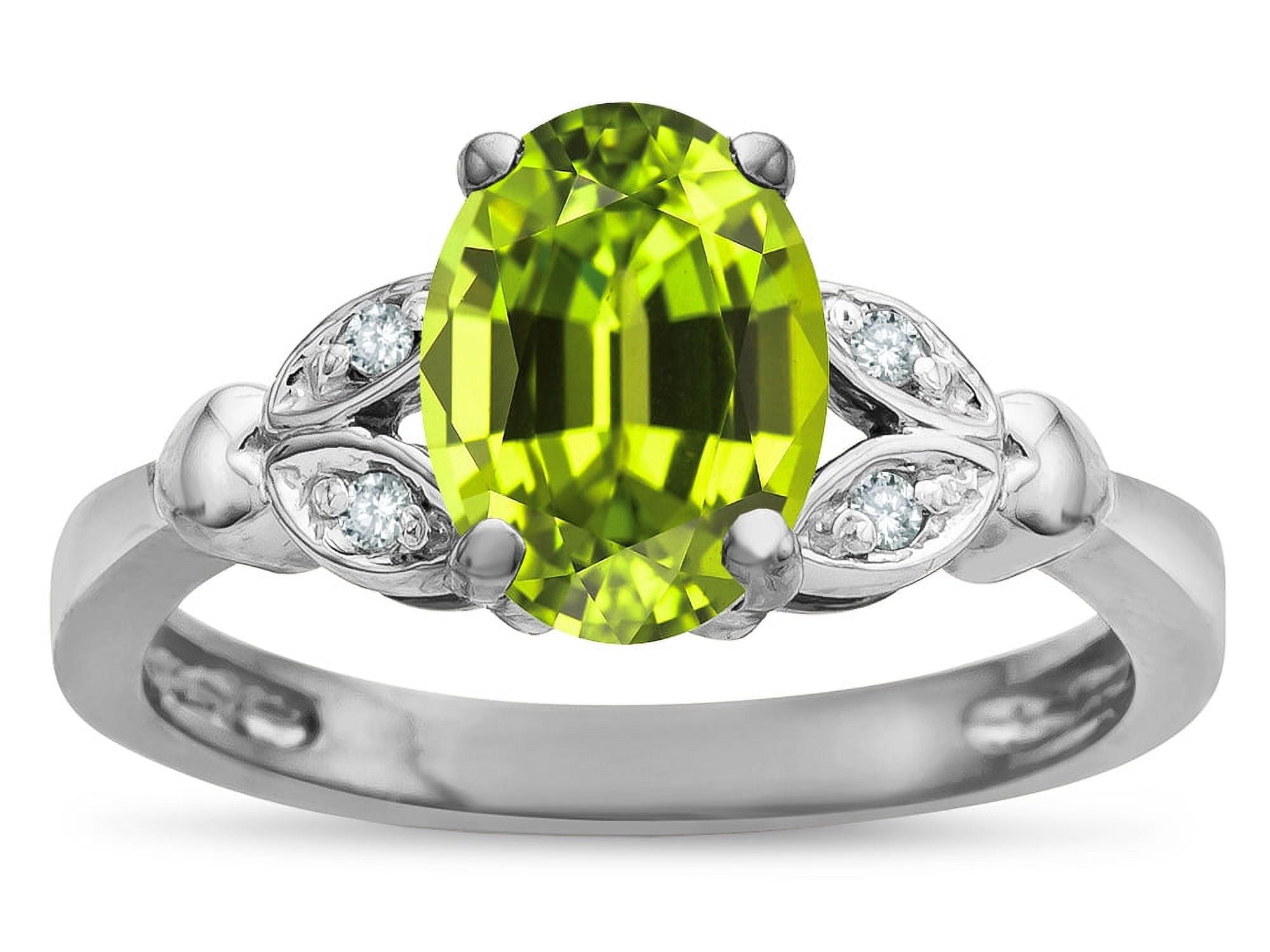 Star K Oval 8x6 Genuine Peridot Marquee Design Engagement Promise Ring ...
