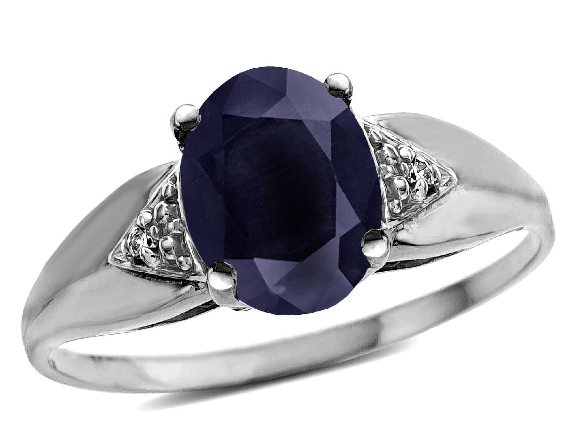 Star K Oval 9x7 Genuine Black Sapphire trillion miracle setting wide ...