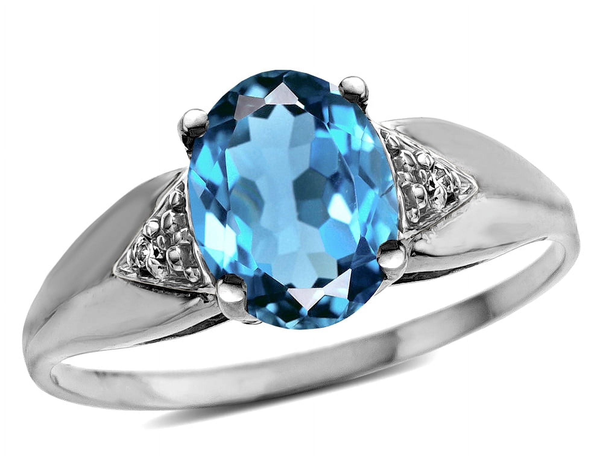 Star K Oval 9x7 Genuine Blue Topaz trillion miracle setting wide band ...
