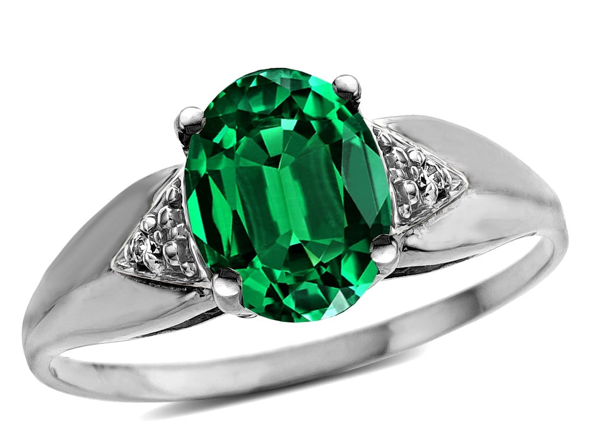 Star K Oval 9x7 Simulated Emerald trillion miracle setting wide band ...