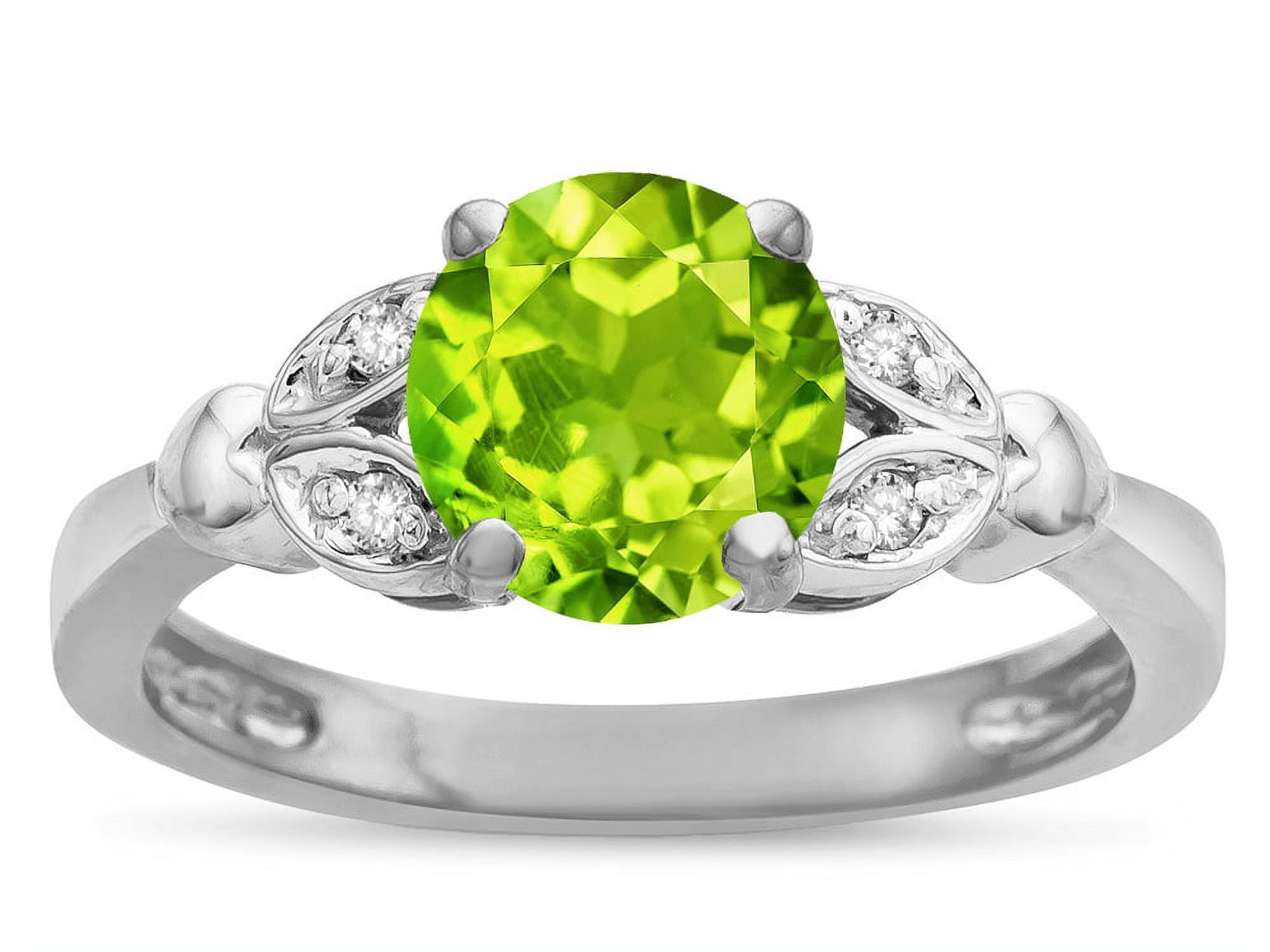 Star K Round 7mm Genuine Peridot Marquee Design Promise Engagement Ring ...