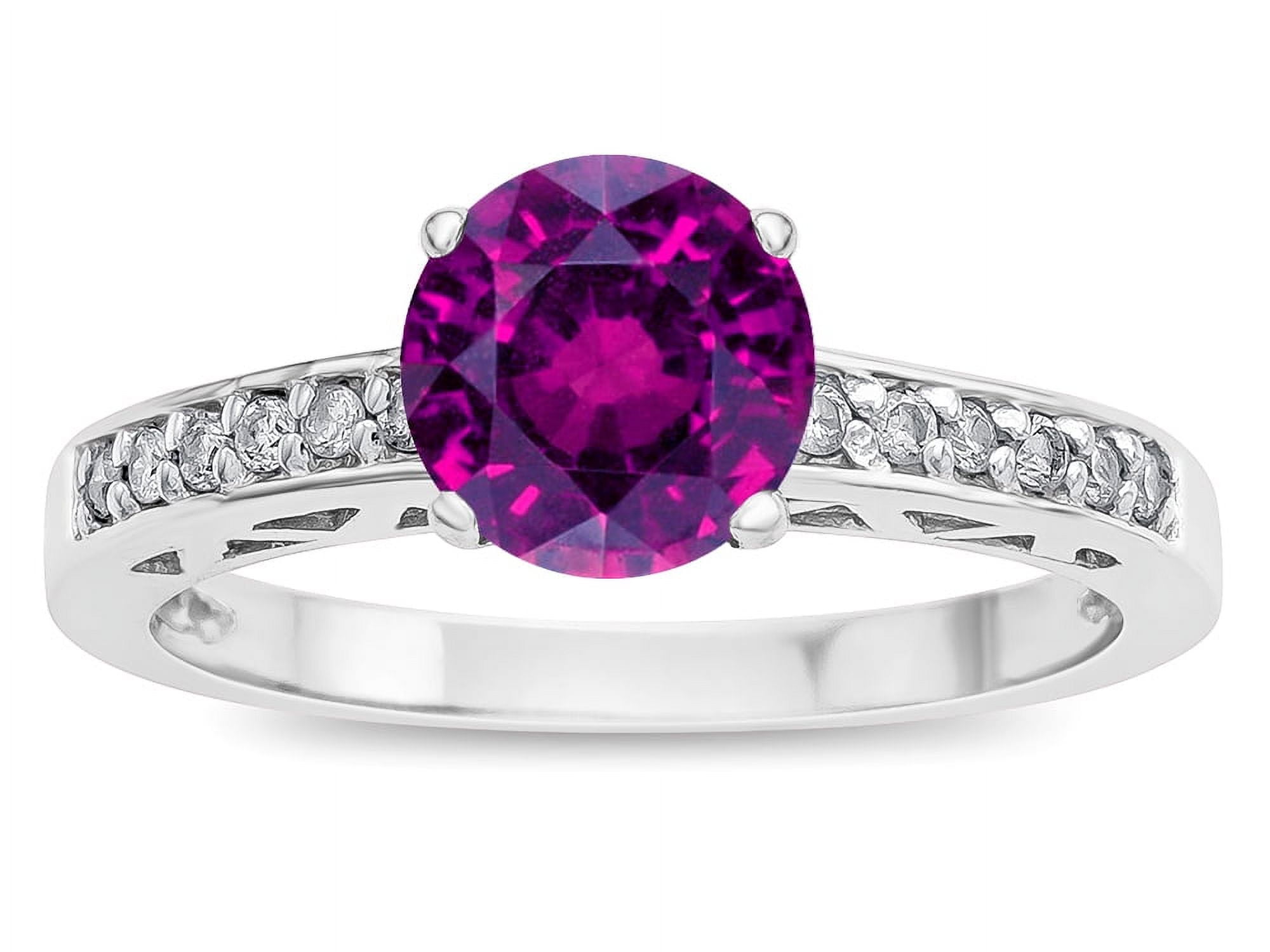Star K Round 7mm Genuine Rhodolite Channel Set Engagement Promise Ring ...