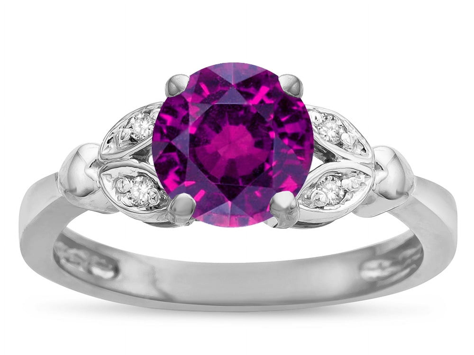 Star K Round 7mm Genuine Rhodolite Marquee Design Promise Engagement ...