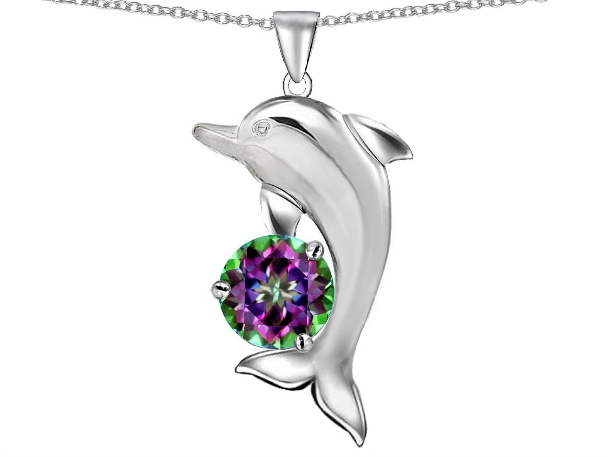Star K Round 7mm Mystic Quartz Good Luck Dolphin Pendant Necklace ...