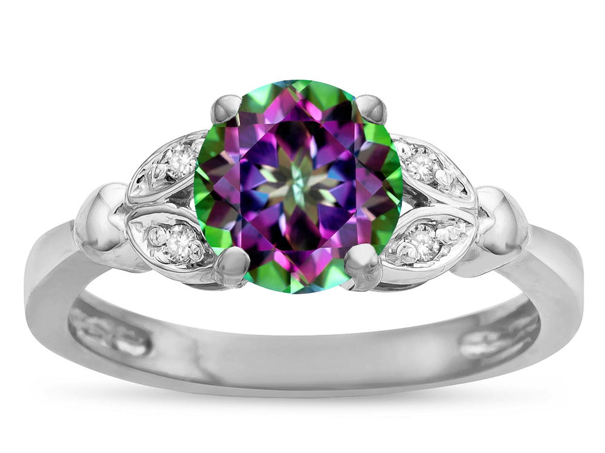 Star K Round 7mm Rainbow Mystic Topaz Marquee Design Promise Engagement ...