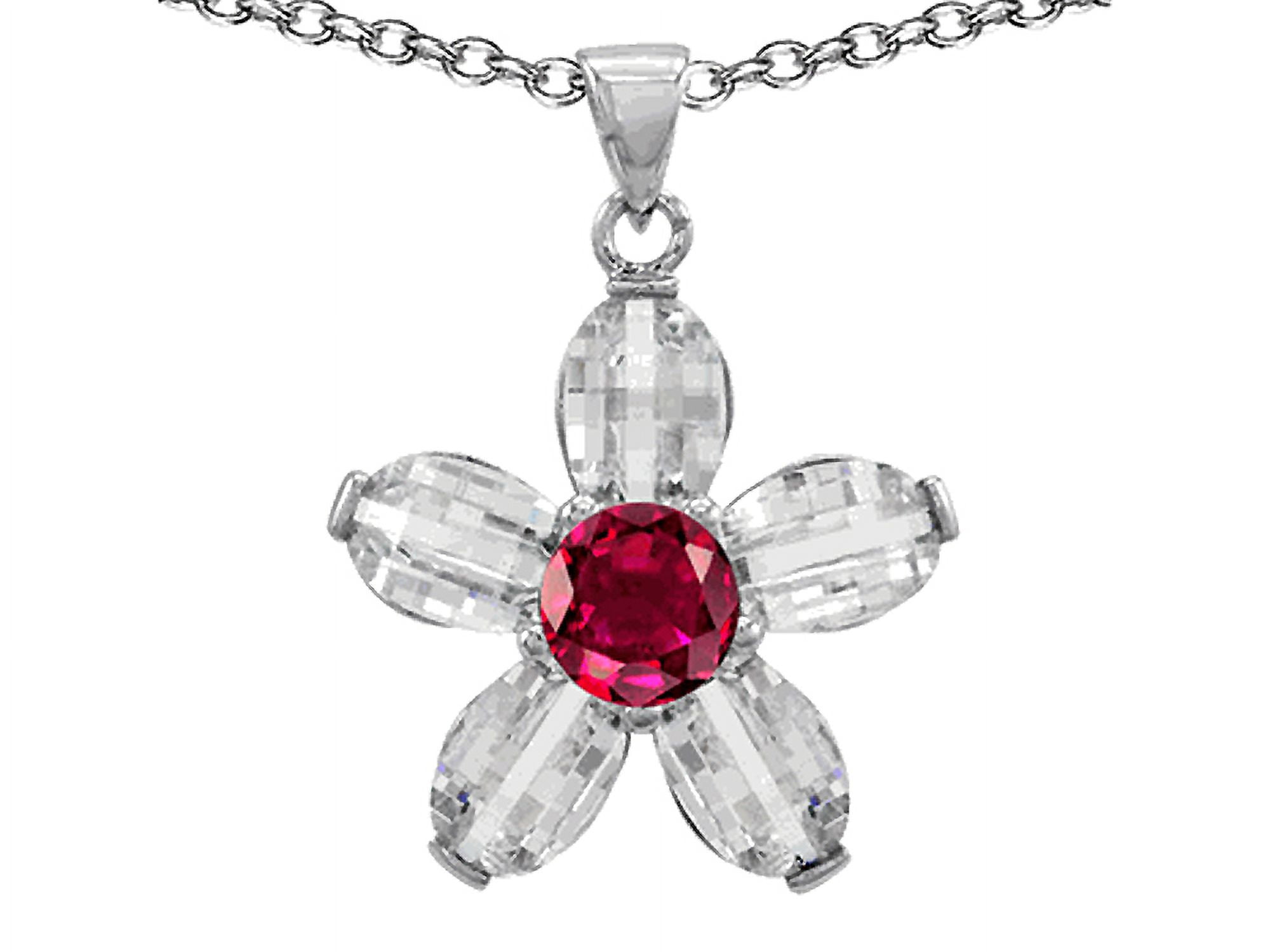 Star K Round Created Ruby Flower Pendant Necklace - Walmart.com