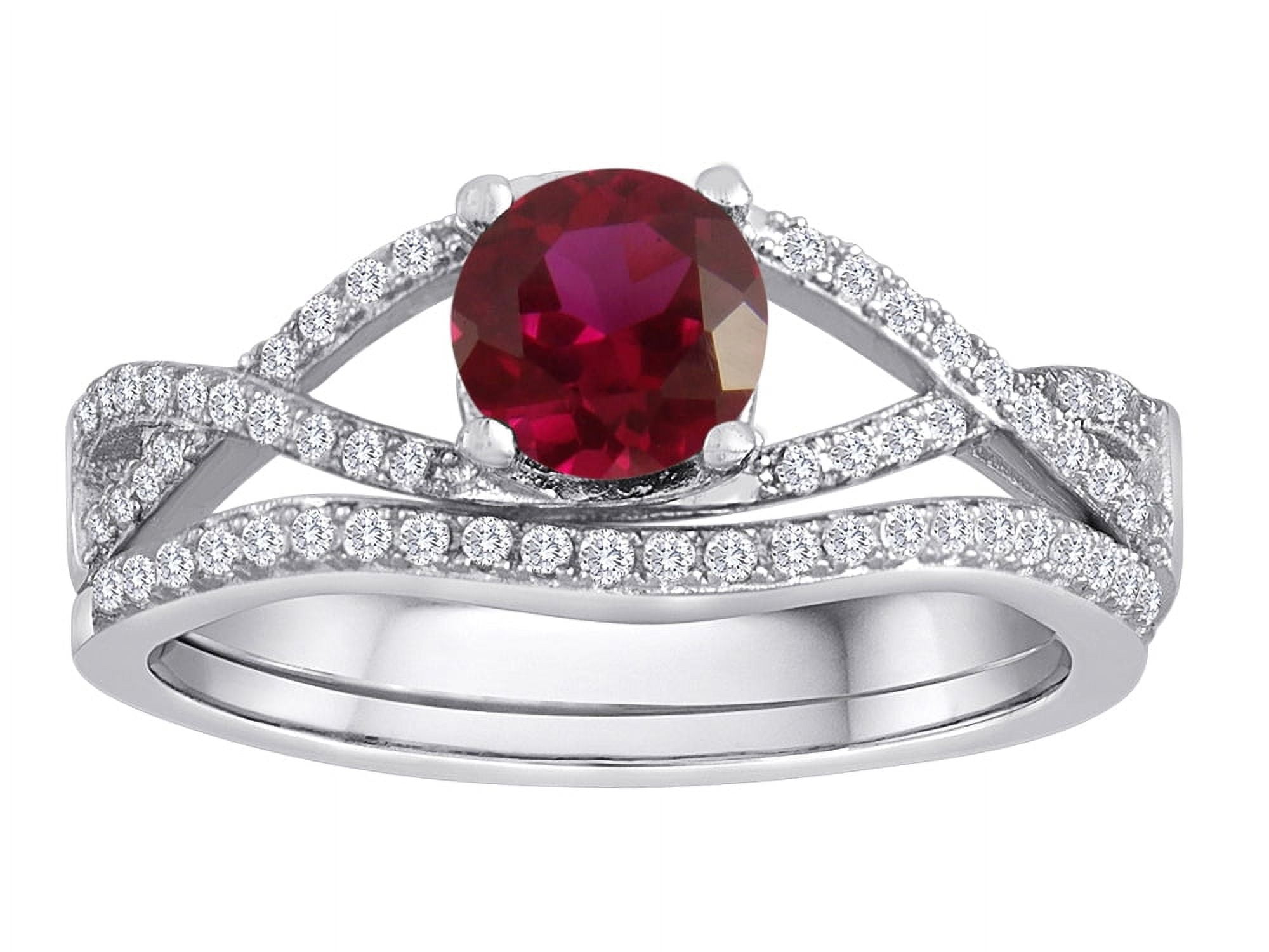 Star K Round Created Ruby Wedding Set - Walmart.com