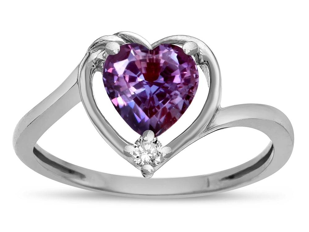 Star K Simulated Alexandrite Heart Bypass Love Knot Promise Ring ...