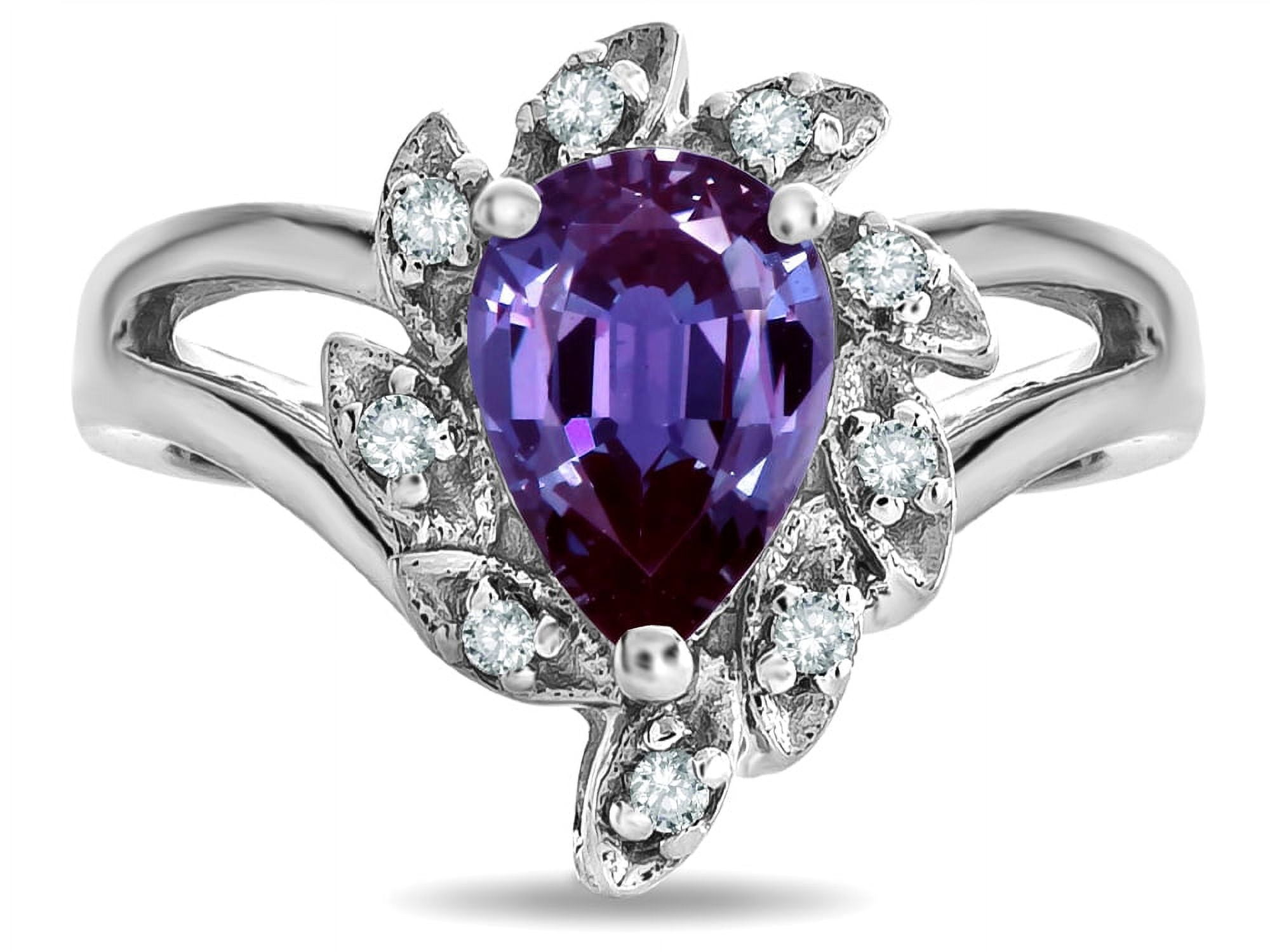 Star K Simulated Alexandrite Pear Shape 8x6 Halo Split Shank Ring ...