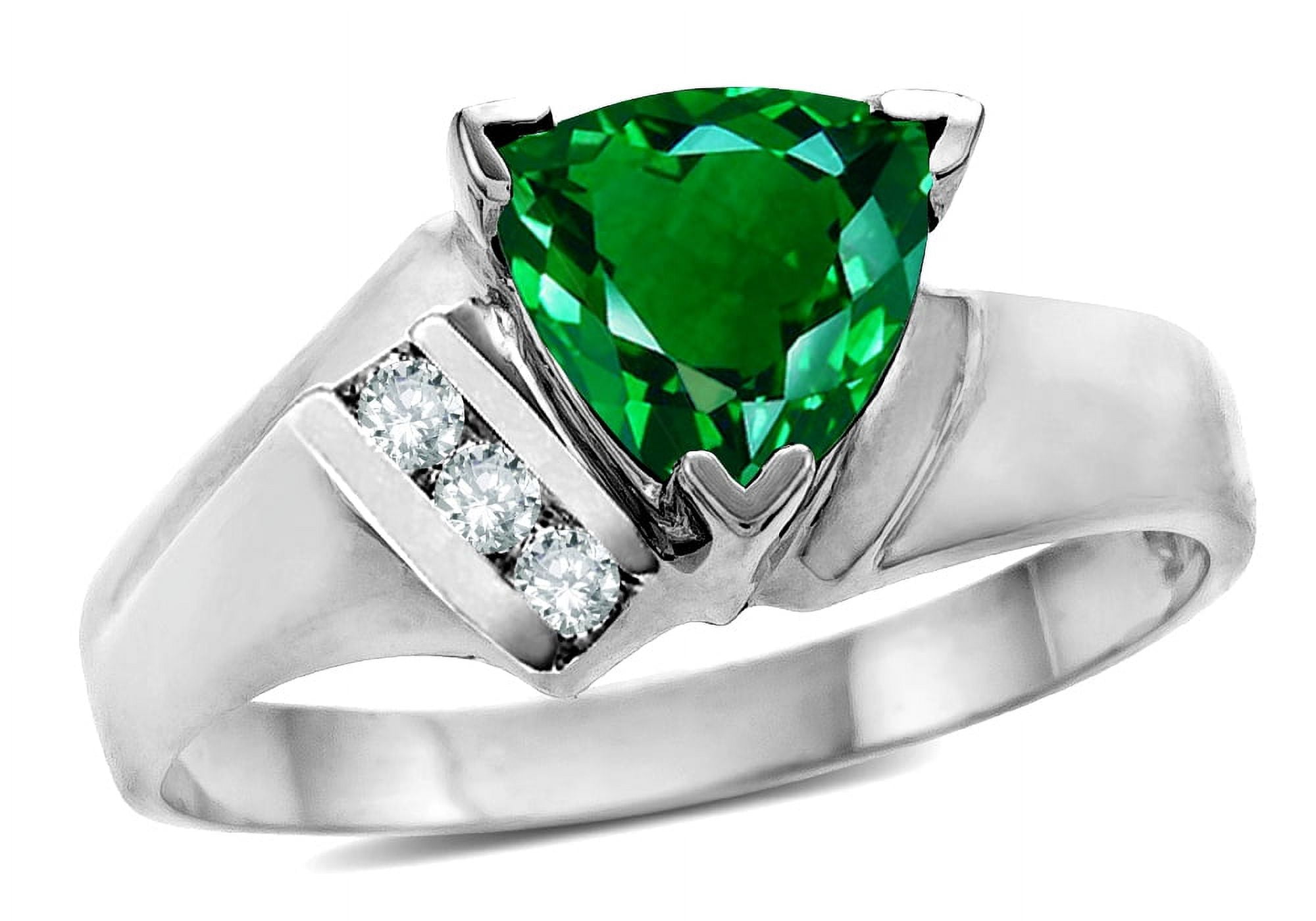 Star K Simulated Emerald Trillion Triangle Contemporary Modern Designer ...