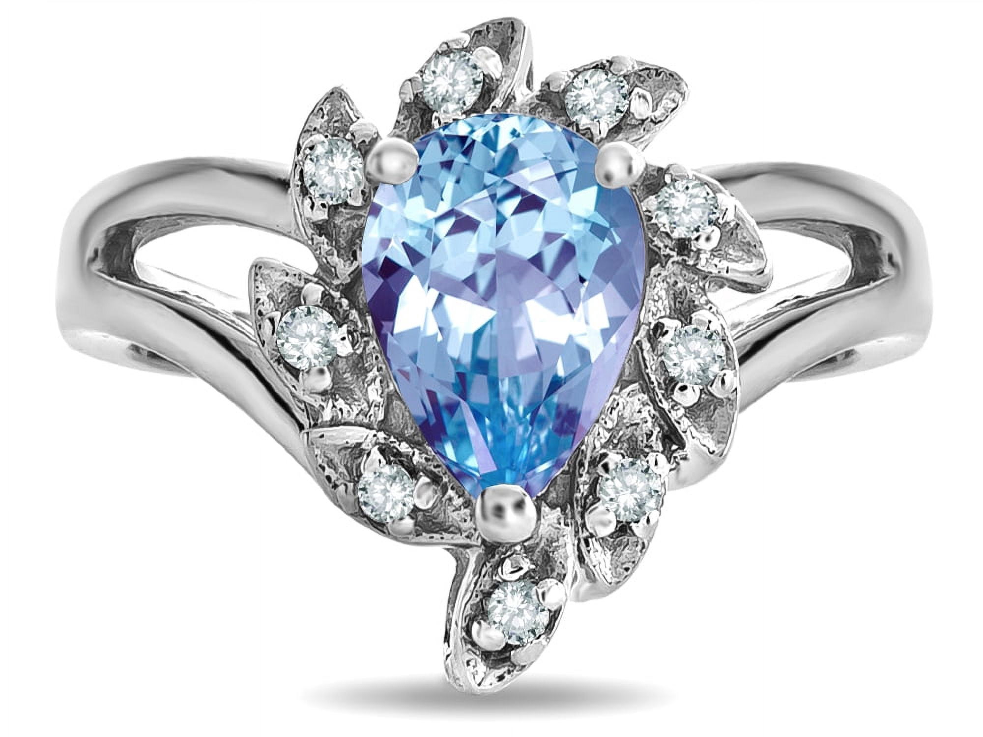 Star K Sky Blue Topaz Pear Shape 8x6 Halo Split Shank Ring - Walmart.com