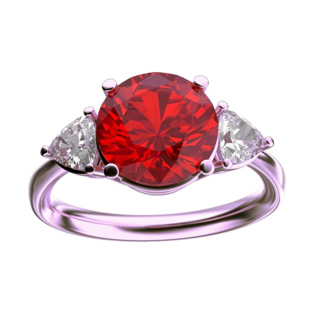 Star K Three 3 Stone 8mm Round Created Ruby Trillion Engagement Promise ...