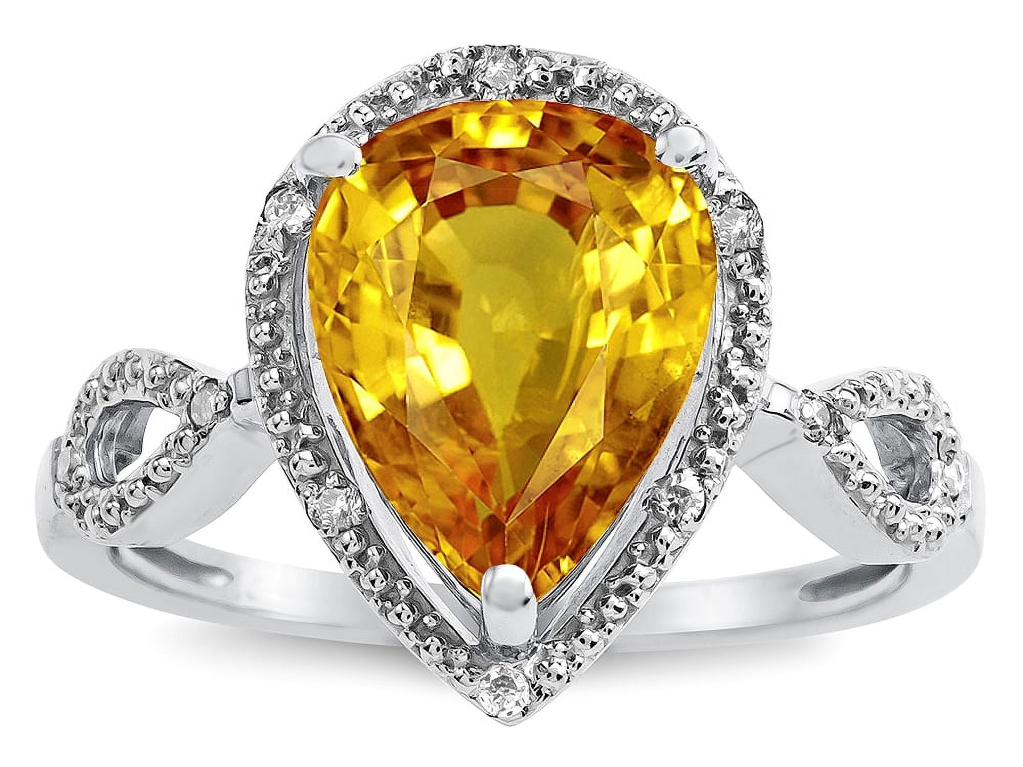 Star K Vintage Look Halo Large 11x8 Pear Shape Genuine Citrine Ring ...