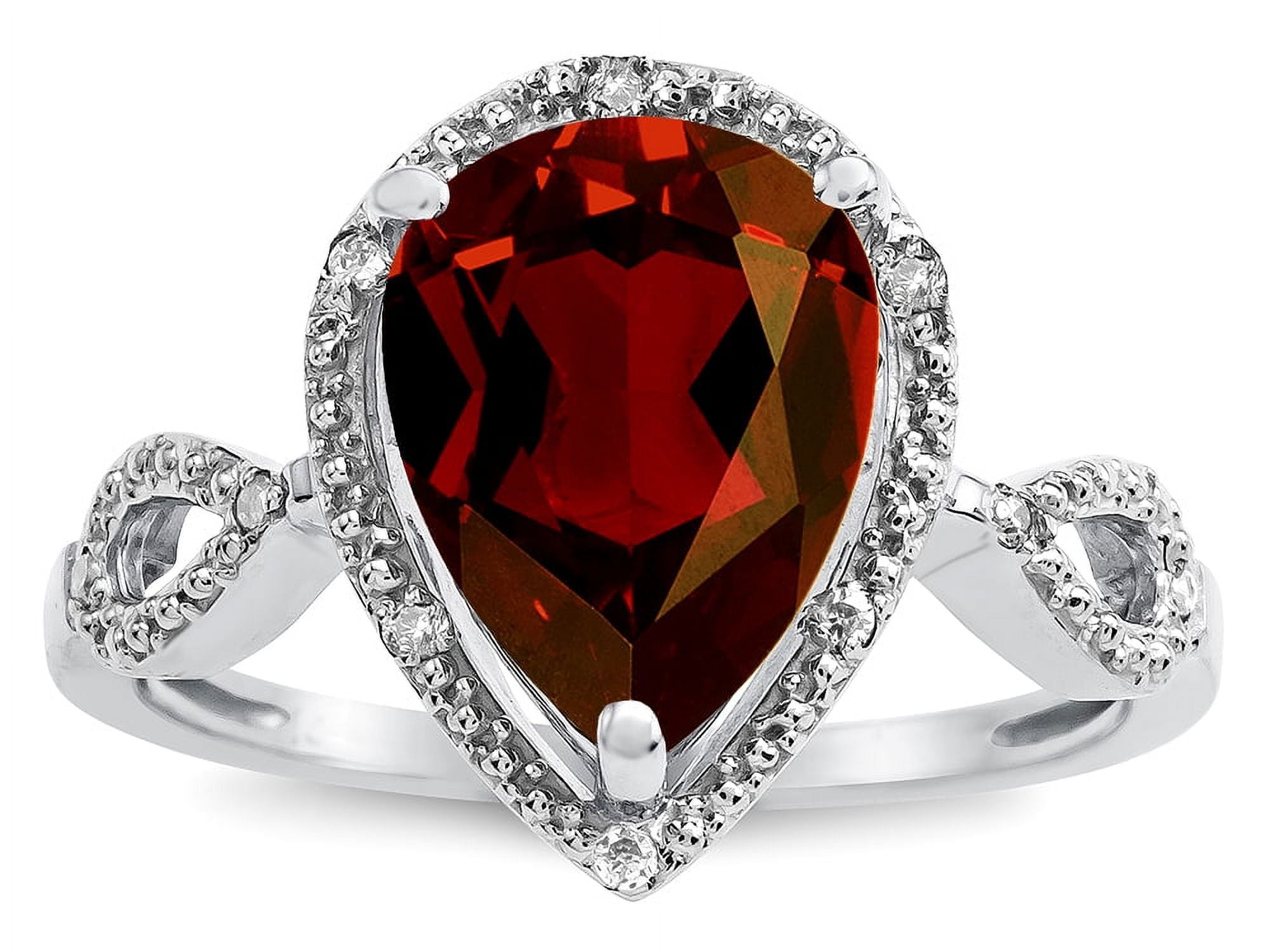 Star K Vintage Look Halo Large 11x8 Pear Shape Genuine Garnet Ring ...