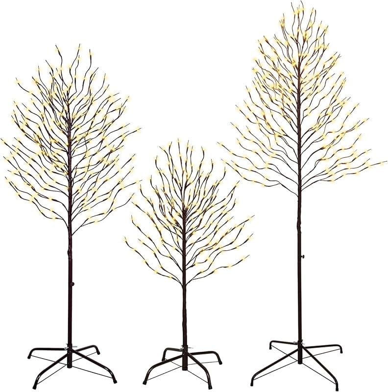 Star Light Trees Set of 3, 3ft & 5ft & 6ft Lighted Branches with Warm ...