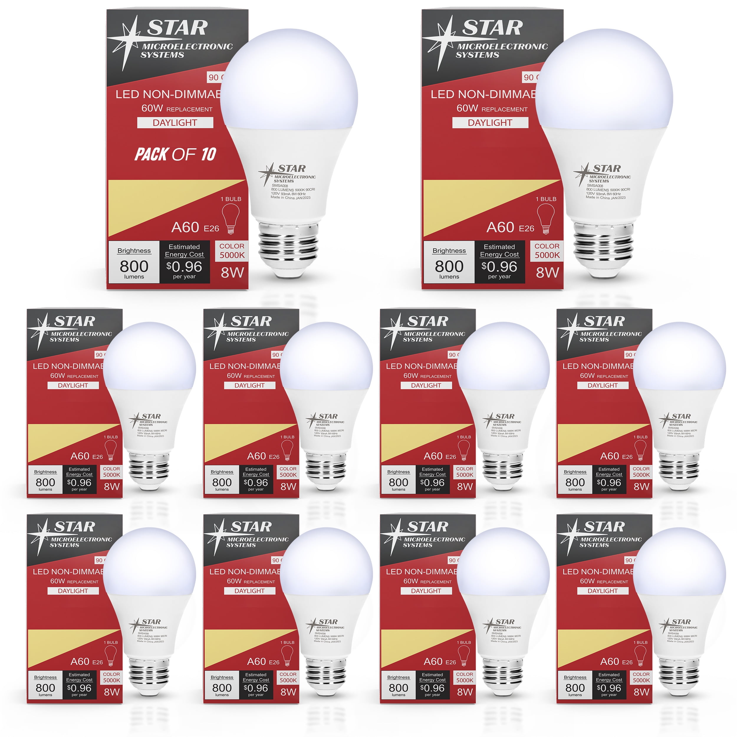 Star Microelectronic Systems LED Light Bulb 90 CRI 800 Lumens 5000K 33 ...