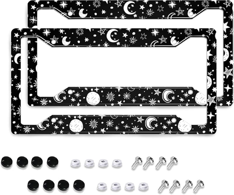 Star Moon License Plate Frame for Women 2 Pack Sky Galaxy Front License ...